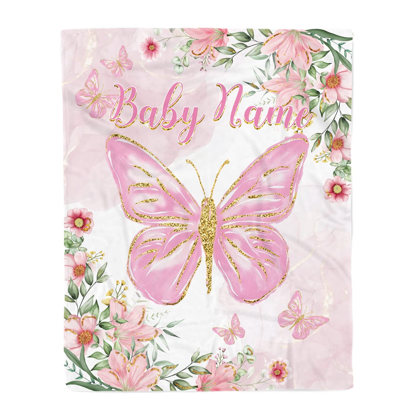 Pink Butterfly Baby Blanket