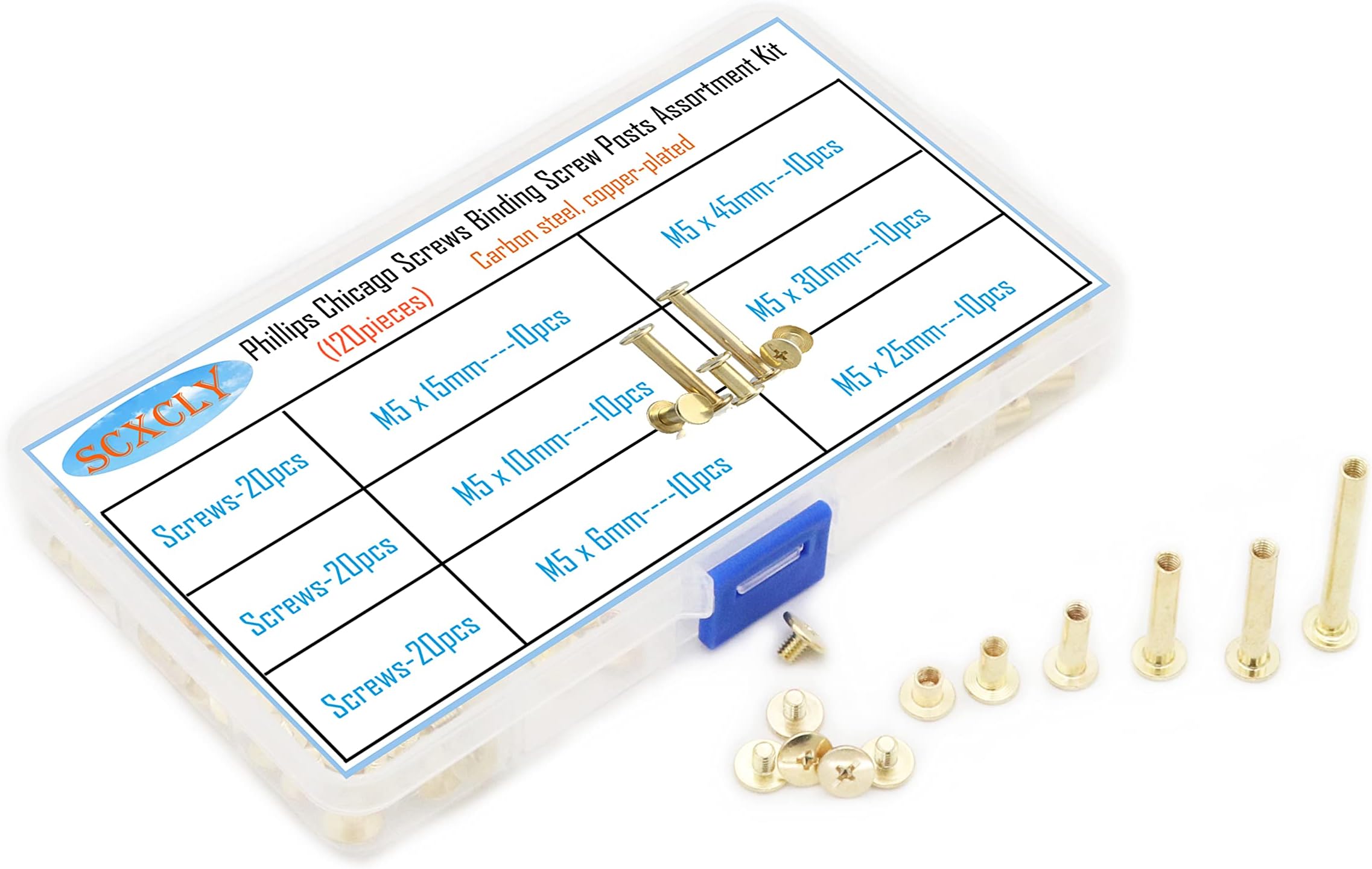 Amazon.com: SCXCLY 120pcs Chicago Screws Binding Screw Posts Assortment ...
