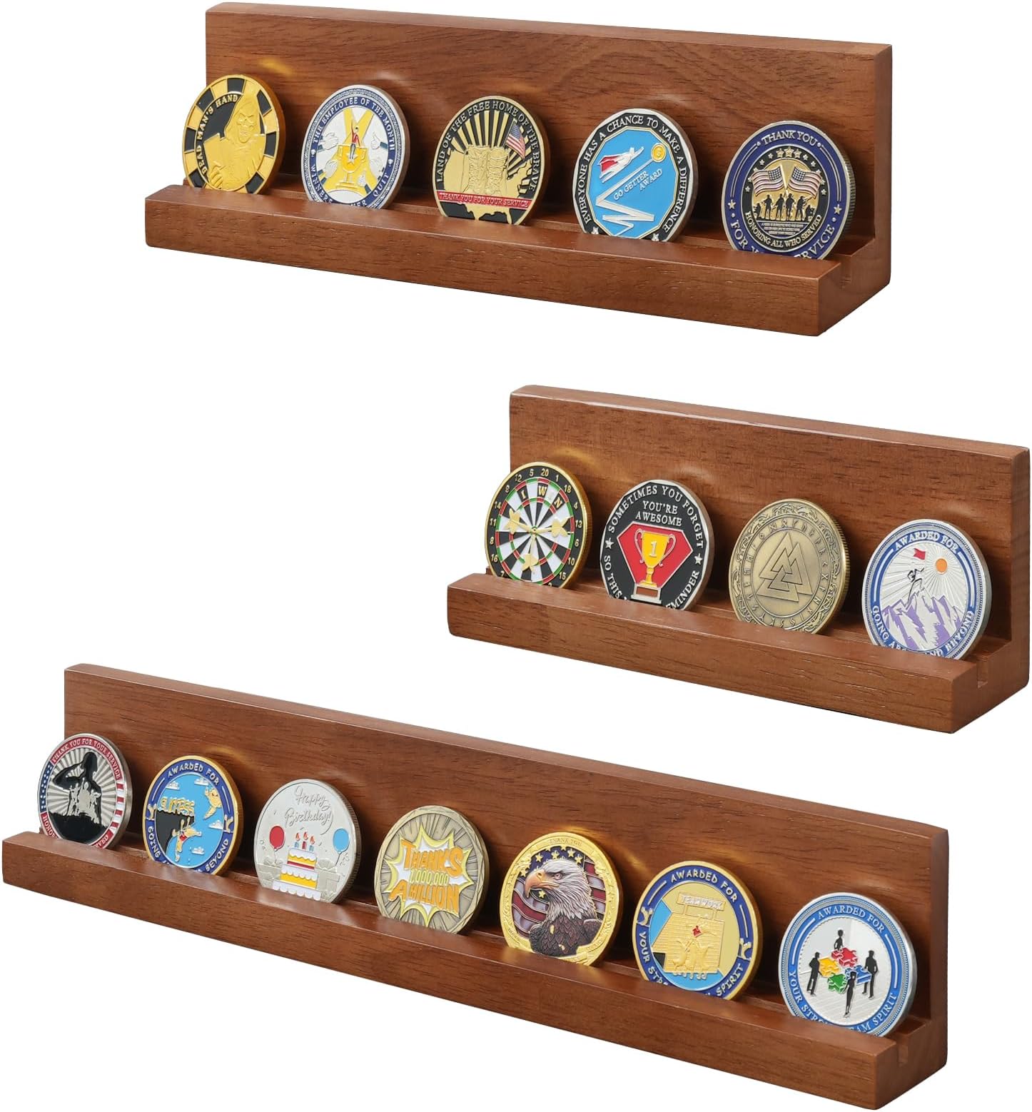 Amazon.com: Military Challenge Coins Display Holder Solid Wood 4 Row ...