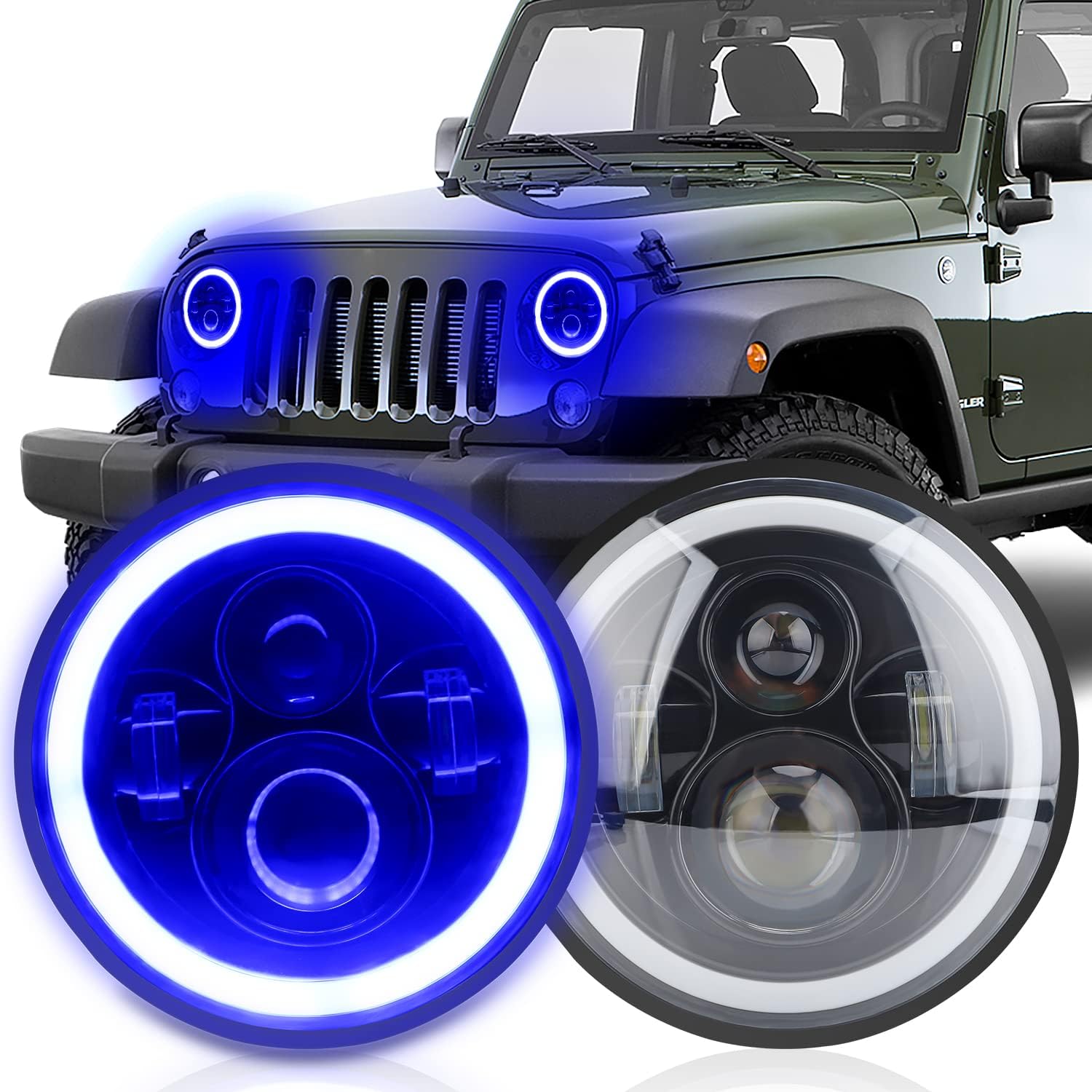 Amazon.com: KASLIGHT 7 Inch LED Headlights, H6024 Led Headlight Blue ...