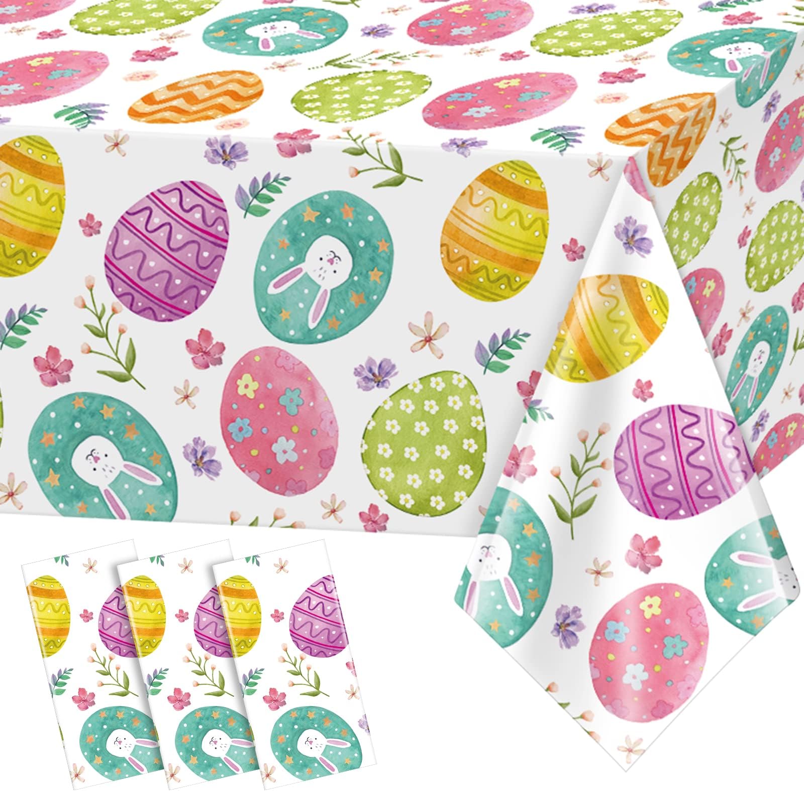 Amazon.com: Jhfinely 3 Pcs Easter Tablecloth - Colorful Eggs Plastic ...