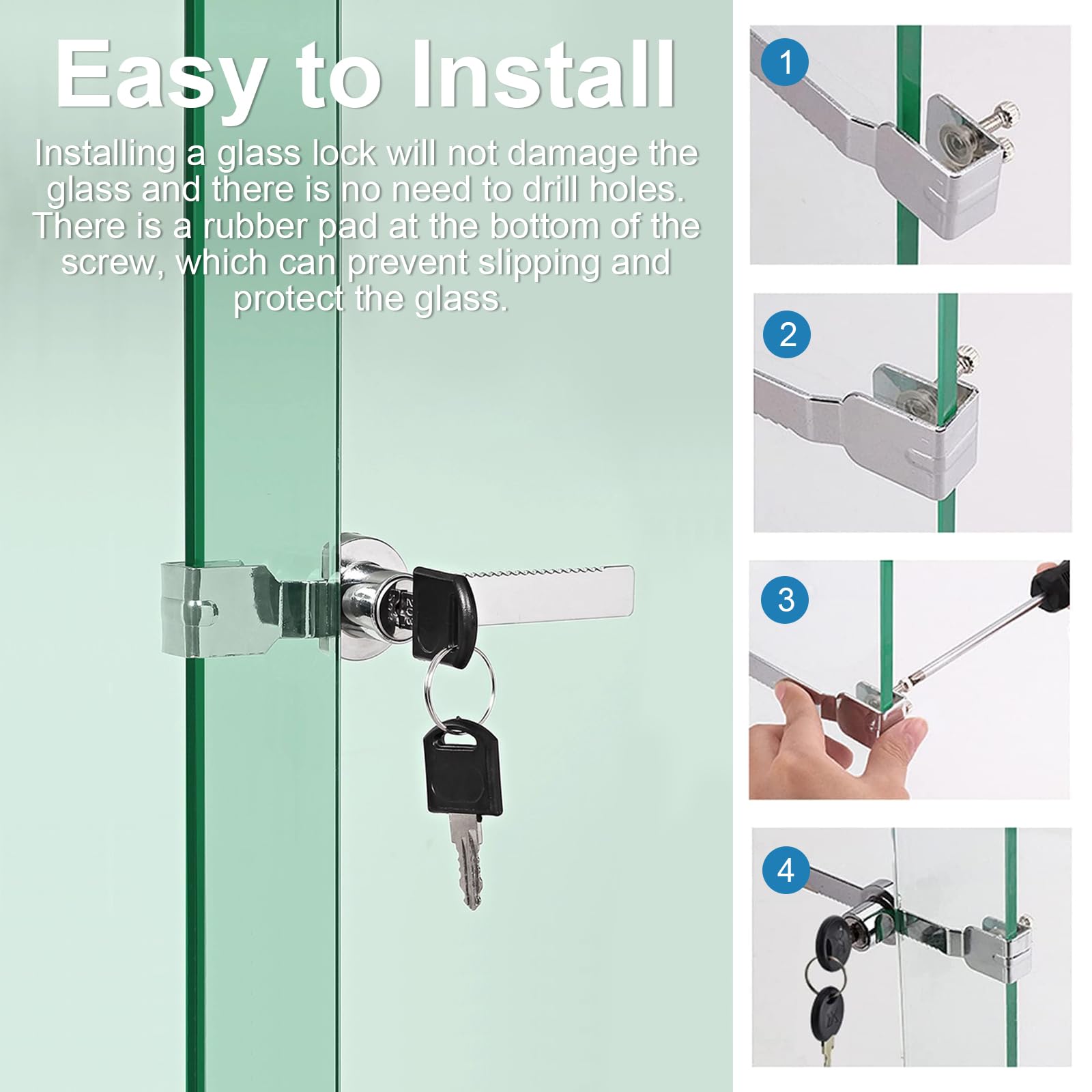 2 Pas Reptile Vivarium Lock, Terrarium Showcase Lock, Sliding Glass ...