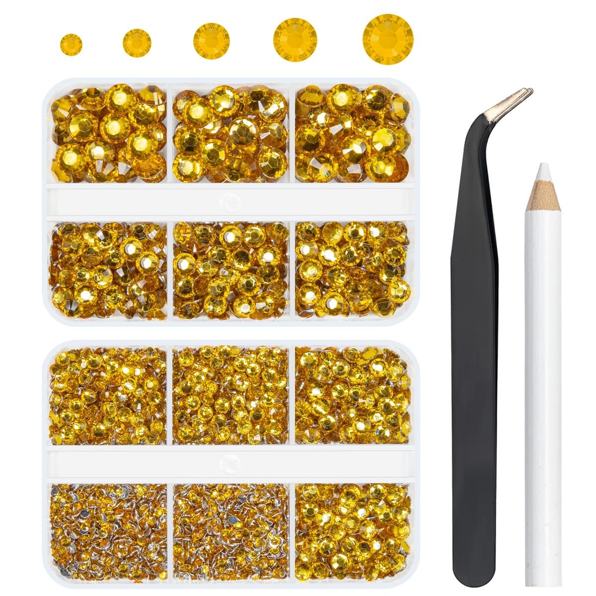 Amazon.com: qiipii 3060PCS Golden Yellow Resin Rhinestones Crystal ...