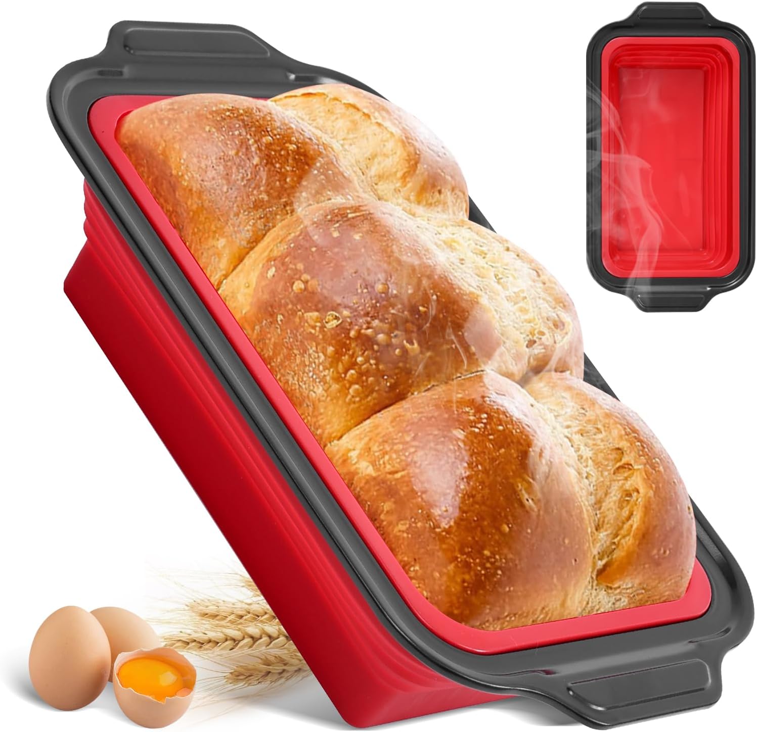 Toptrend Silicone Bread Loaf Tin with Metal Reinforced Frame, Nonstick Bread Tin for Oven ...