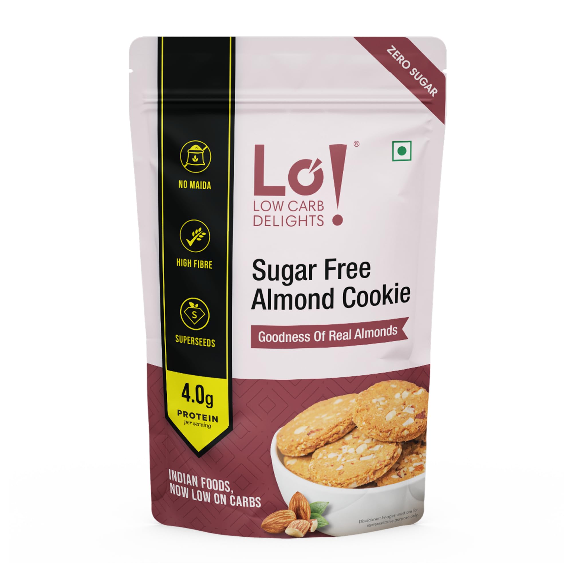 Lo! Foods Sugar Free Almond Cookies 200 Gram|25% Almonds & Almond Flour ...