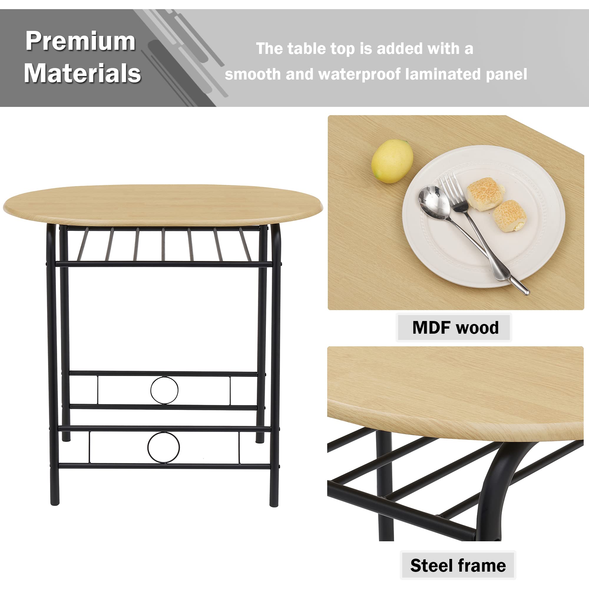 Small Dining Set VECELO 2-Person Dining Table Set With Chairs – Small ...