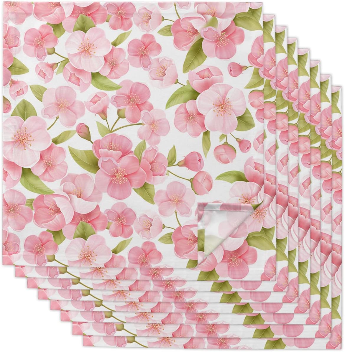 Amazon.com: Spring Cherry Blossom Flower Cloth Napkins Set of 8, Pink ...