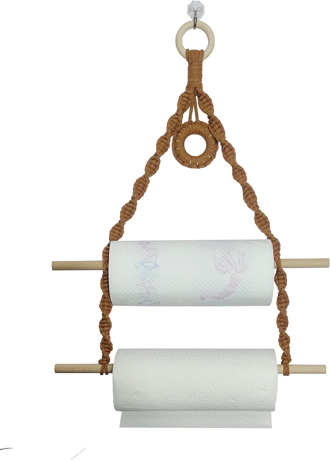 Amazon.com - Simelecor 2 Roles Macrame Paper Towel Holder Wall Mount ...