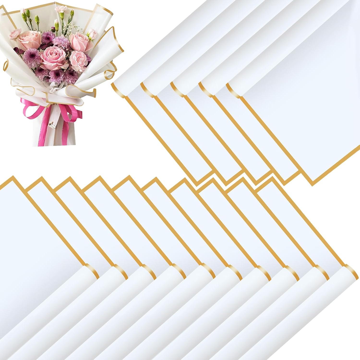 Amazon.com: SYOGUA 20 Sheets Flower Wrapping Paper White - Waterproof ...