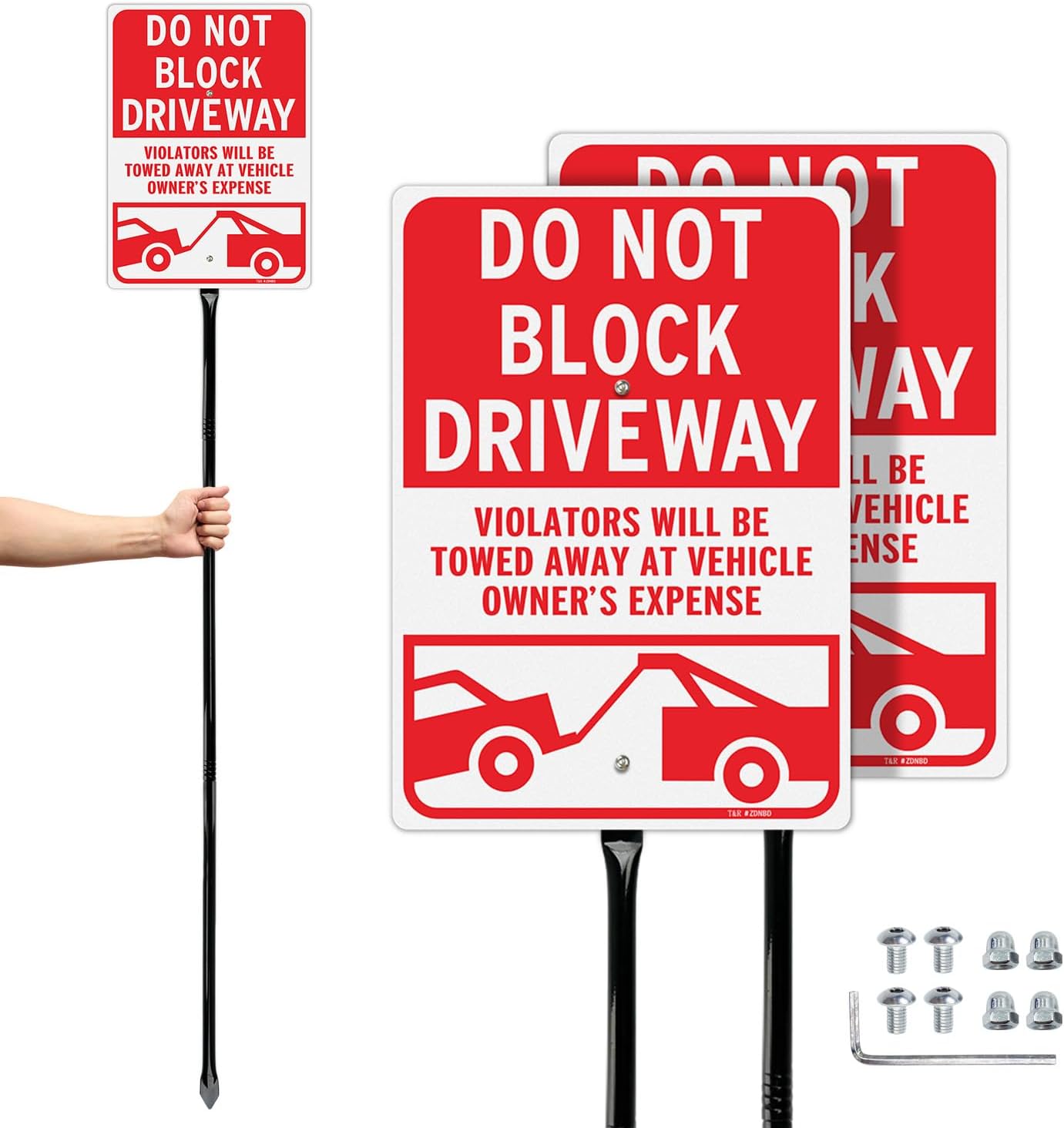 Amazon.com: T&R Large Do Not Block Driveway Signs Violators Will Be ...