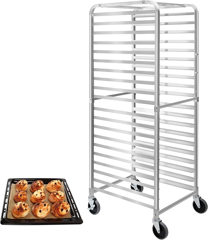 Amazon.com: Bun Pan Rack, 20 Tier Bakery Rack with Wheels, Aluminum ...