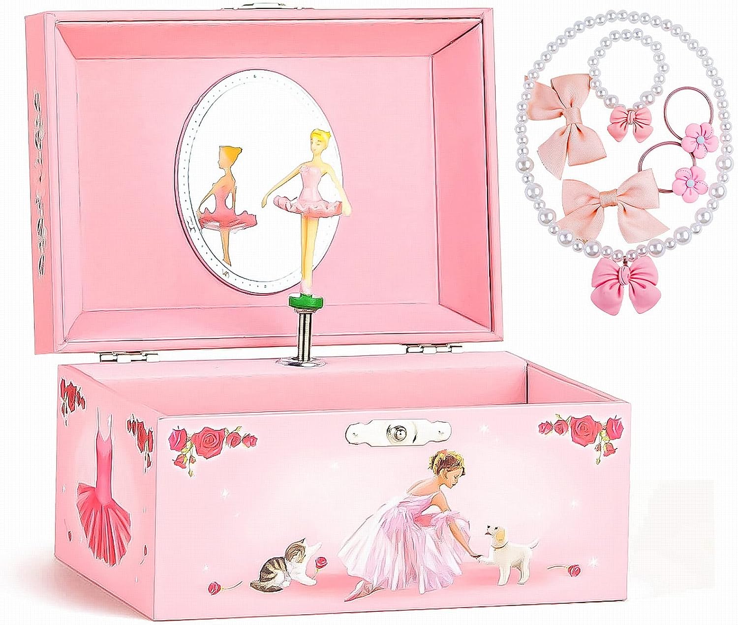 Girl's Musical Jewelry Storage Box with Spinning Ballerina Theme, Kids ...