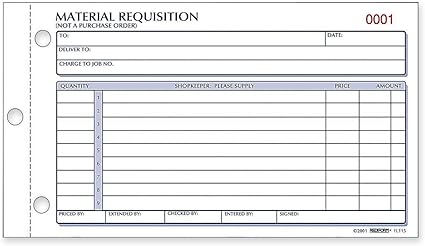 Amazon.com : Rediform Material Requisition Book, Carbonless, 2 Part, 4. ...