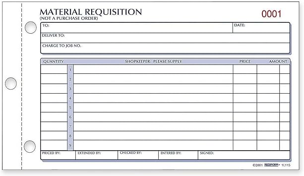 Rediform Material Requisition Book, Carbonless, 2 Part, 4.25 x 8.5 ...