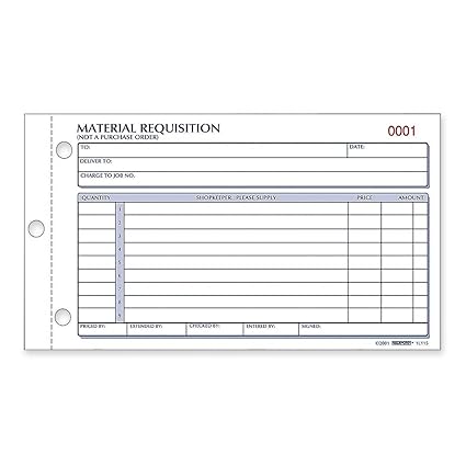 Rediform Material Requisition Book, Carbonless, 2 Part, 4.25 x 8.5 ...