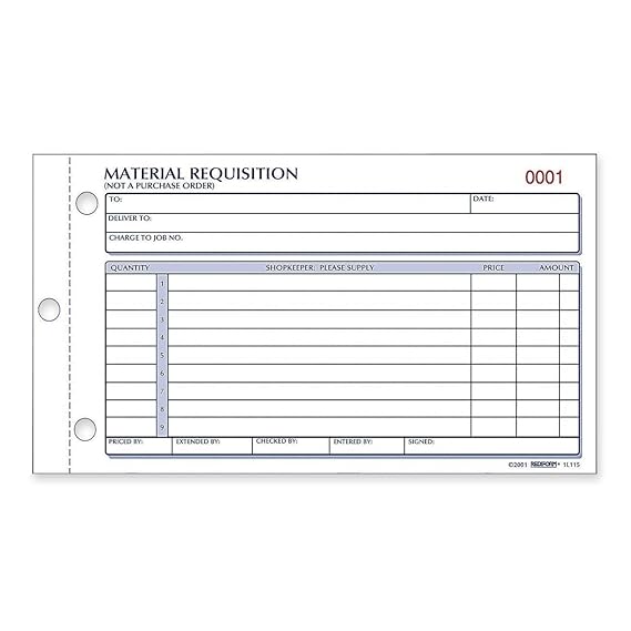Rediform Material Requisition Book, Carbonless, 2 Part, 4.25 x 8.5 ...