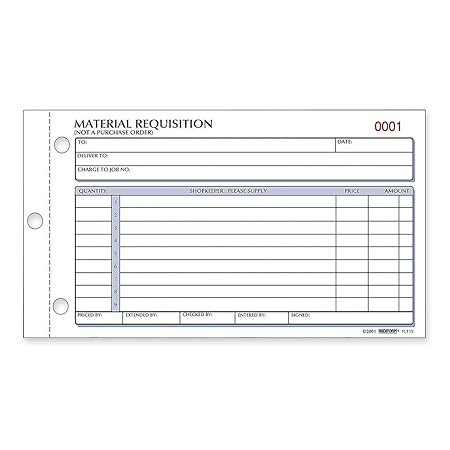 Rediform Material Requisition Book, Carbonless, 2 Part, 4.25 x 8.5 ...