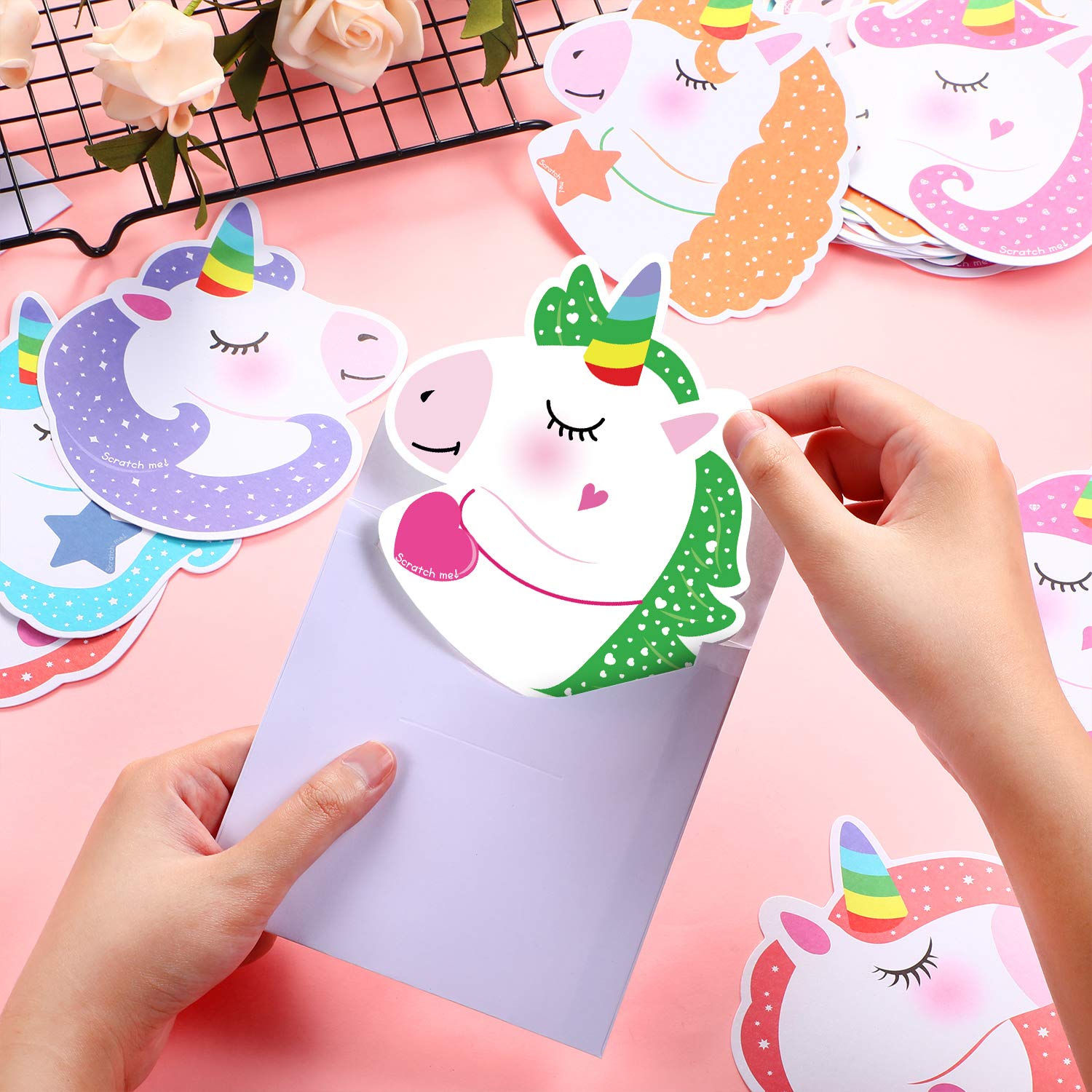 Snapklik.com : 36 Pieces Unicorn Valentines Day Scratch And Sniff Cards ...