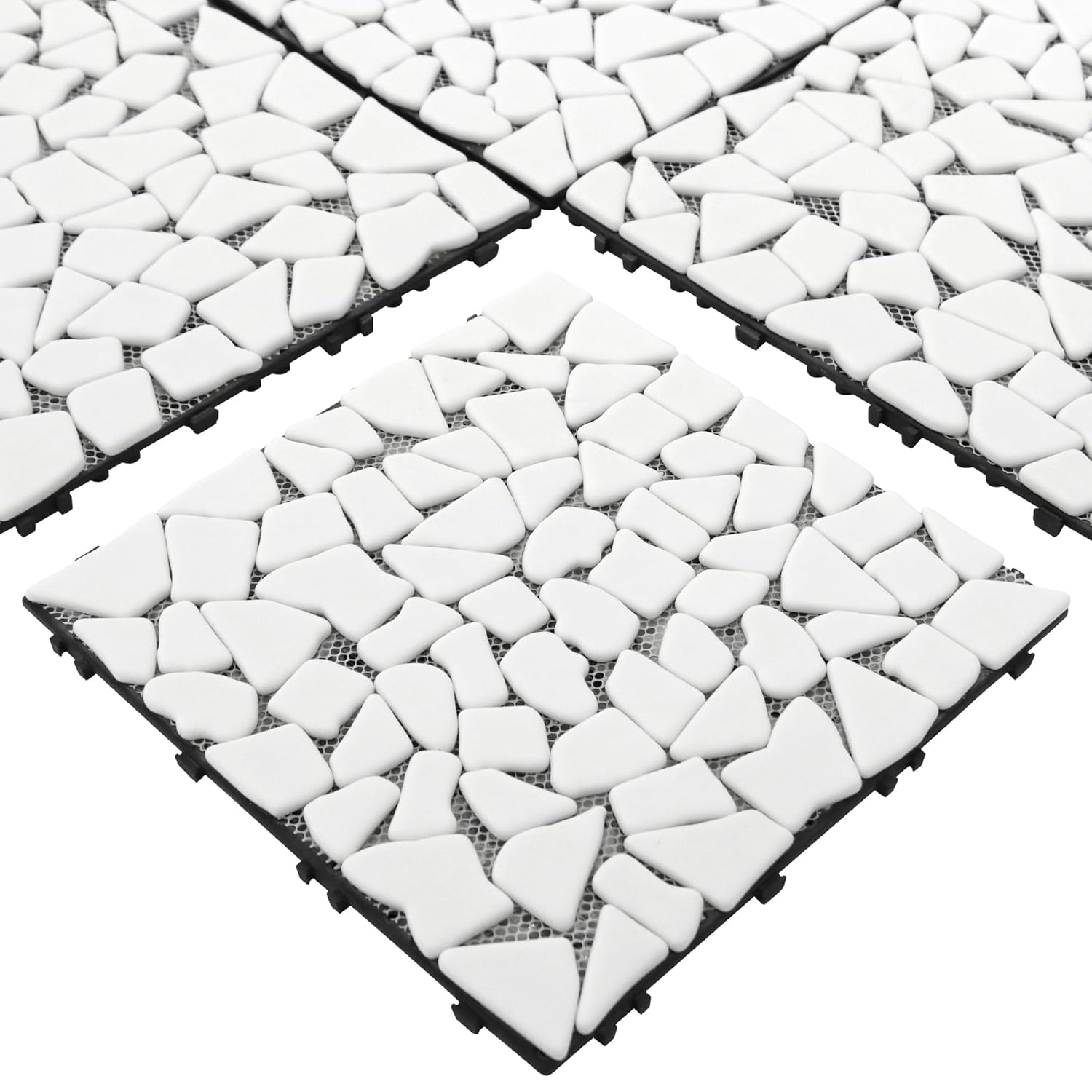 sunwings Natural Stone Interlocking Deck Tiles 12""x12"" Pebble ...