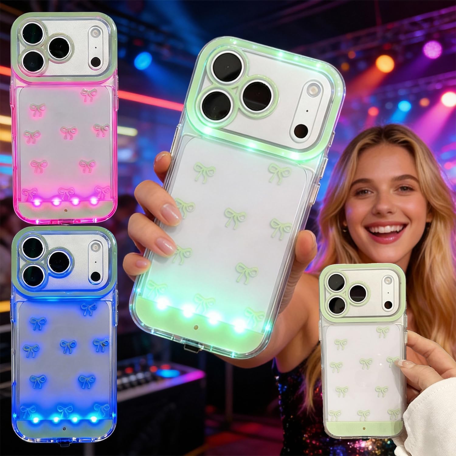 Amazon.com: Vibrant LED Bowknot Phone Case for iPhone 11-17 Pro Max ...