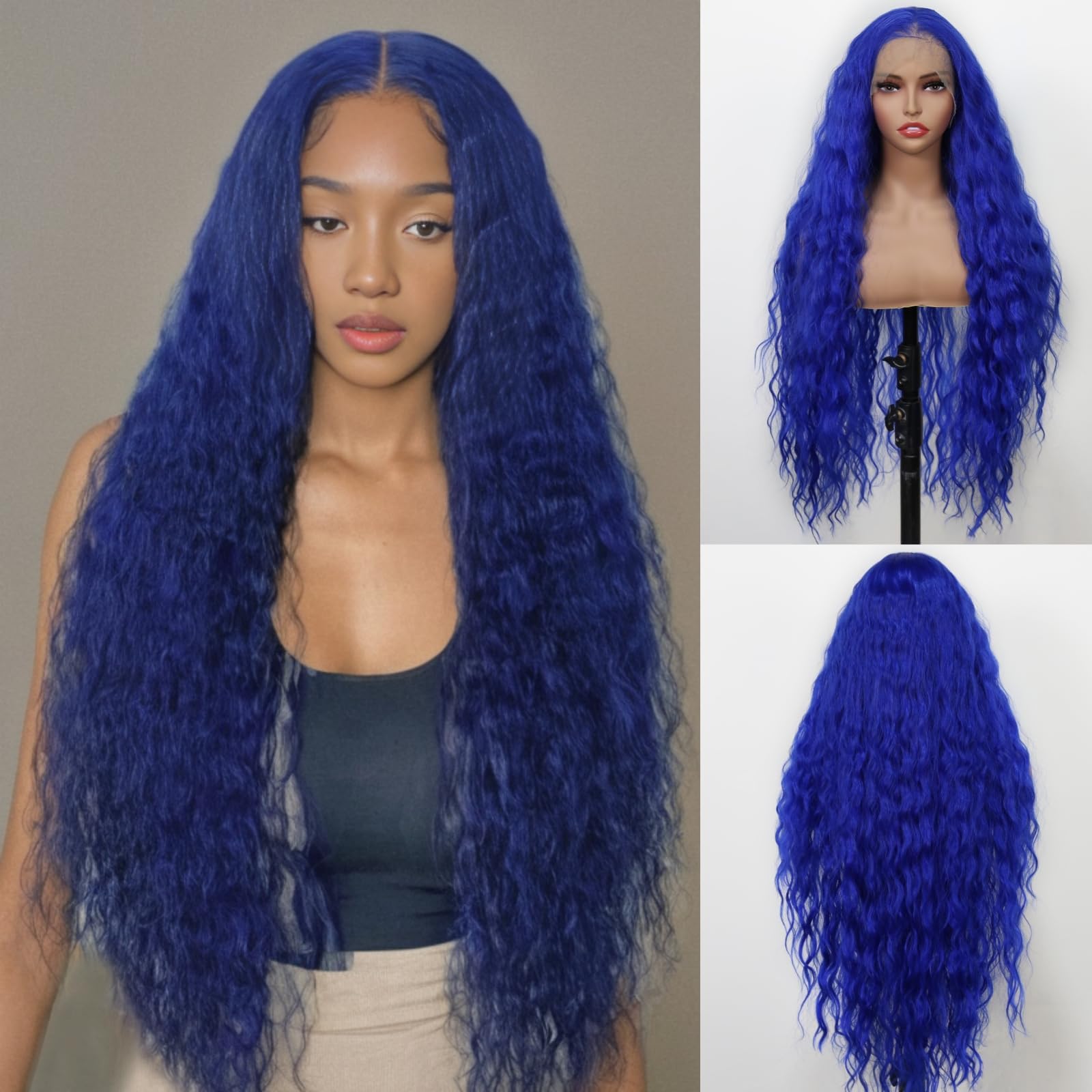 Amazon.com : MISS FANCY 13X4 HD Lace Front Wigs Human Hair Blue Water ...