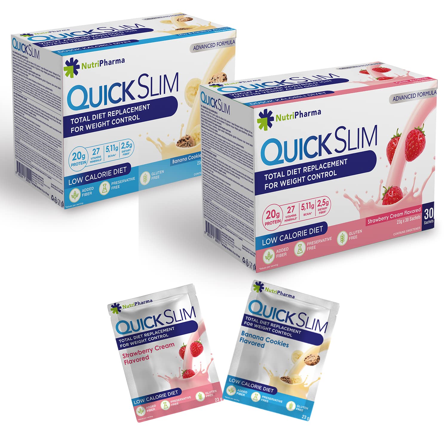 Buy Quick Slim Meal Replacement Shake, Strawberry Cream Flavored ...