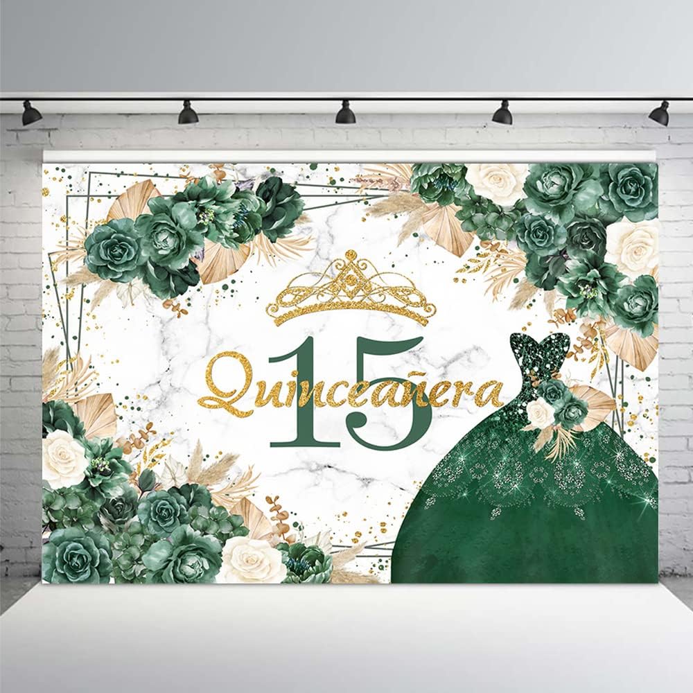 Amazon.com : MEHOFOND Boho Floral Quinceanera 15th Birthday Backdrop ...