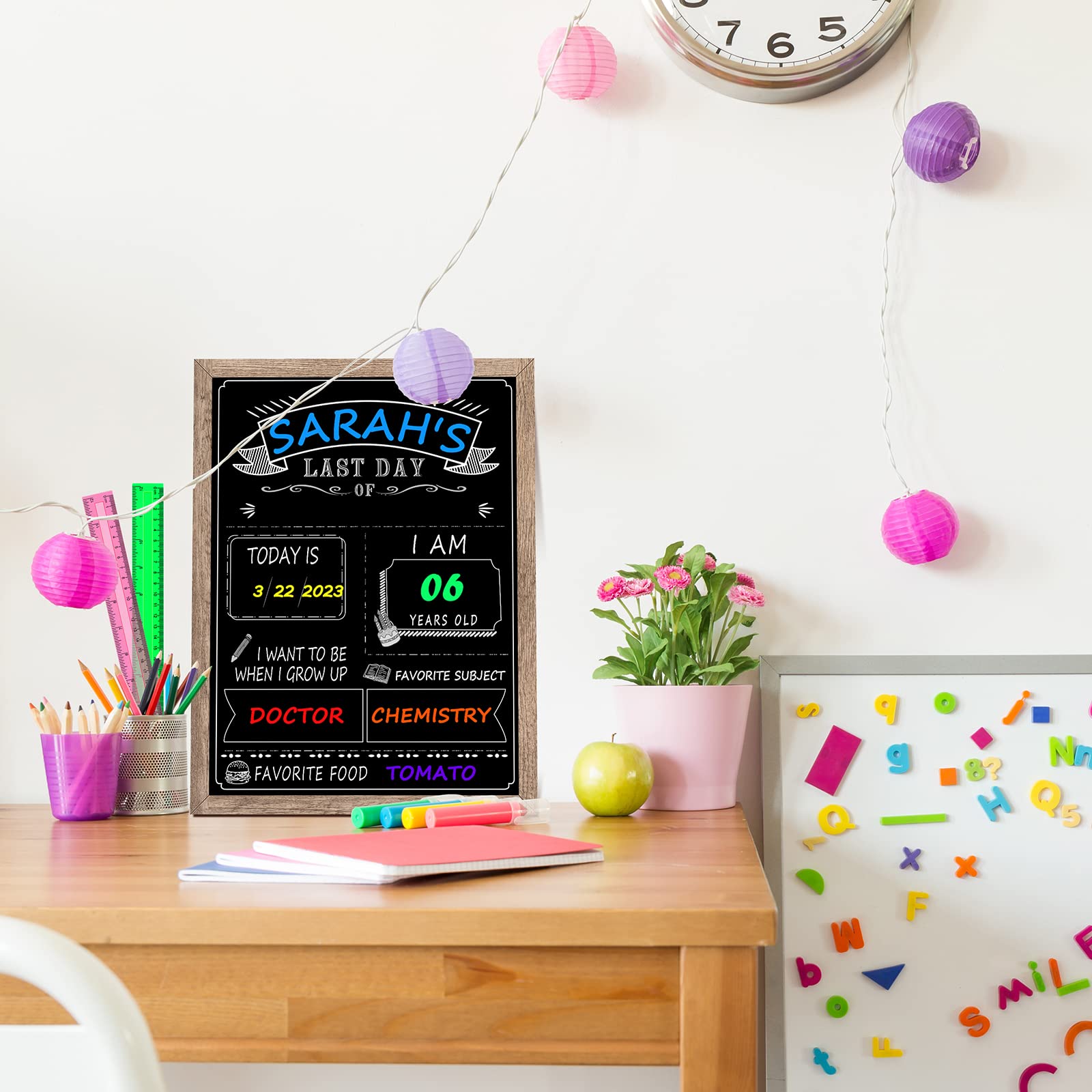 EAONE First and Last Day of School Chalkboard with 8 Color Chalk ...