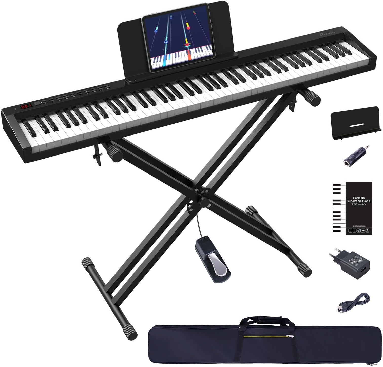 Amazon Basics - Piano Digital Portátil de 88 Teclas Semicontrapesadas ...