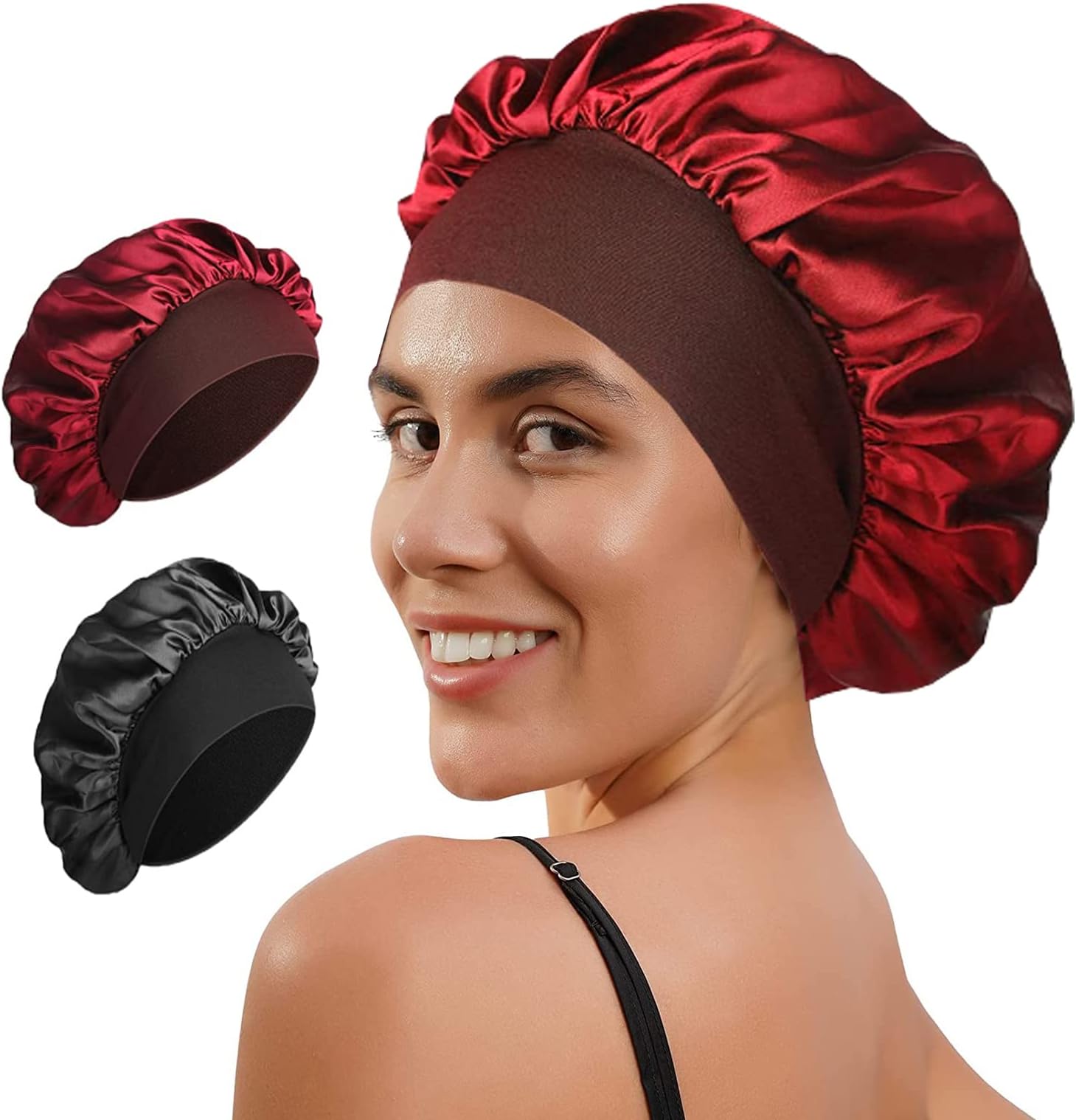 Amazon.com : Silk Satin Hair Bonnet for Sleeping,Sleep Cap with Elastic ...