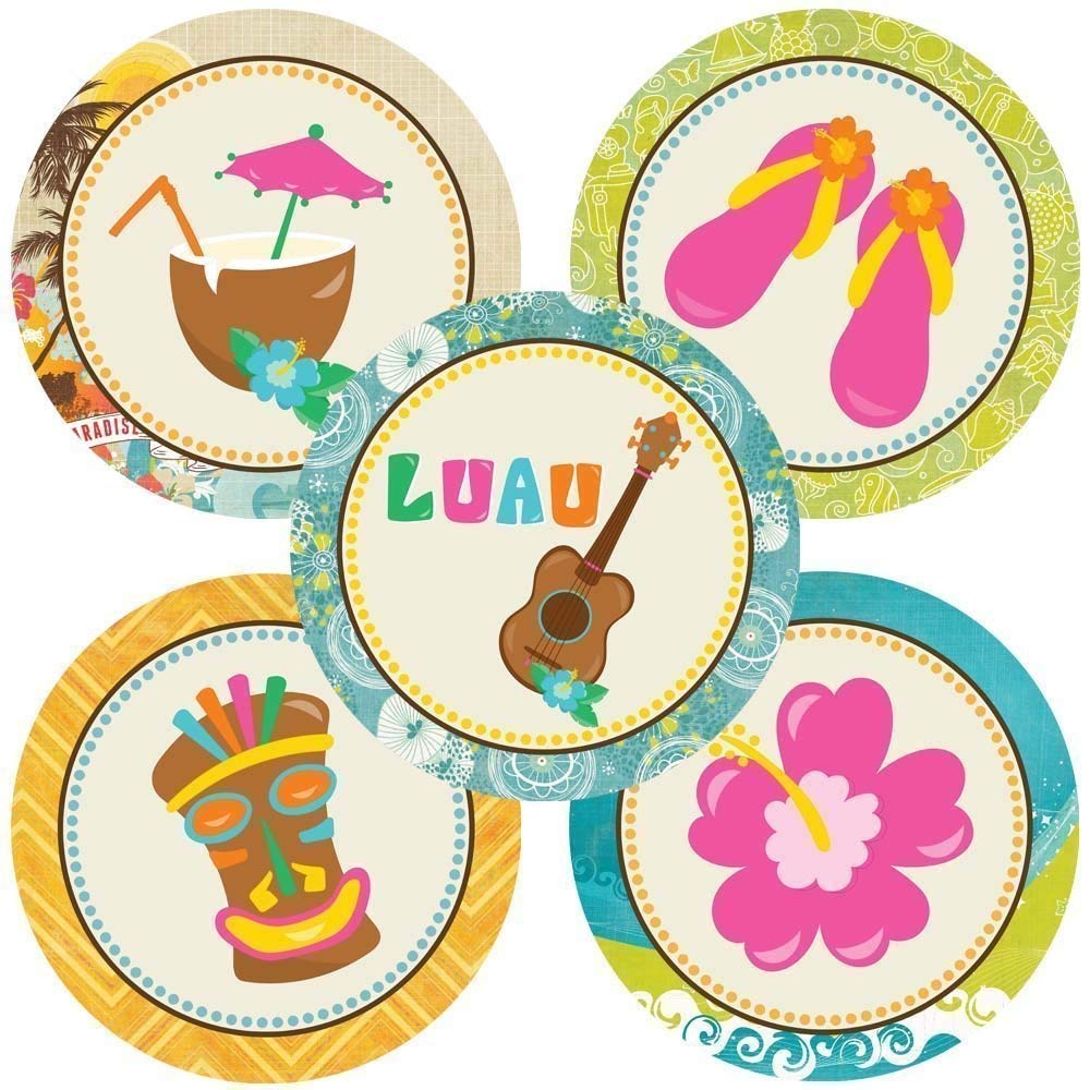 Amazon.com: Luau Party Sticker Labels by Adore By Nat - Summer Birthday ...