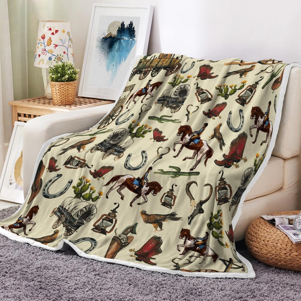 Amazon.com: Western Cowboy Throw Blanket,Wild West Cowboy Ride Horse ...