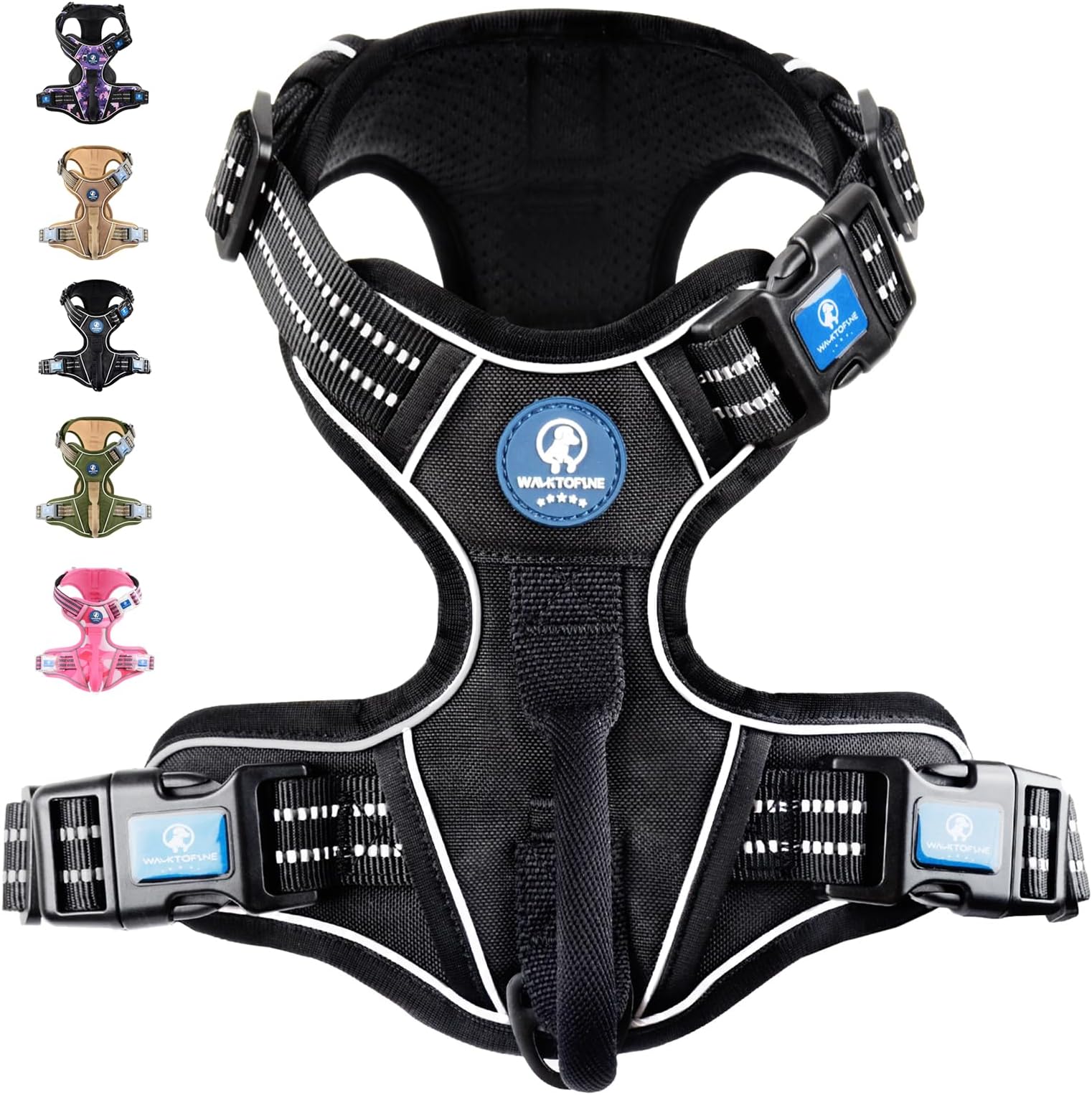 Amazon.com : WALKTOFINE Dog Harness, No Pull Dog Harness with ID Card ...