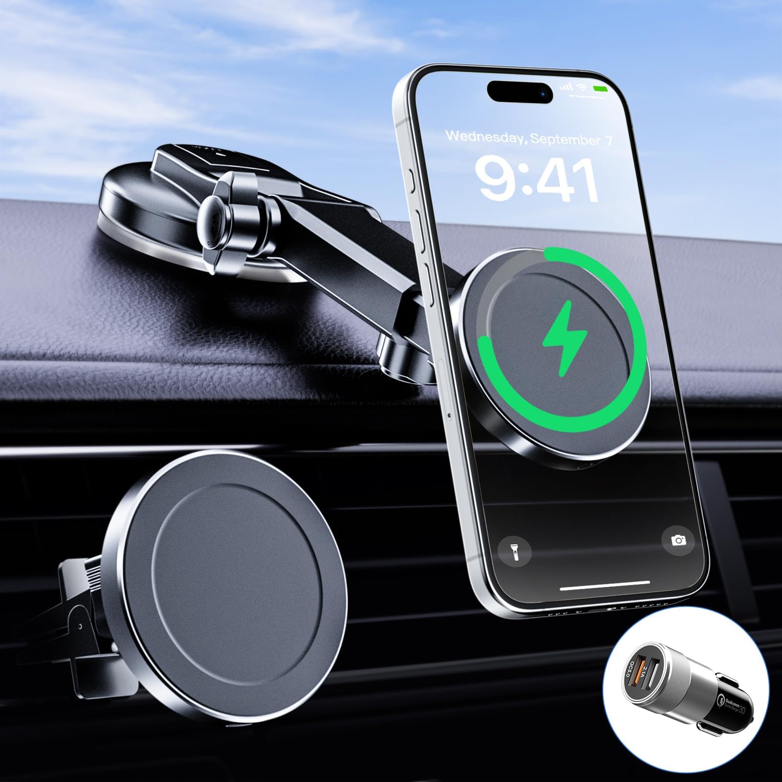 Eazpower Support Telephone Voiture Induction iPhone Magsafe, Chargeur ...