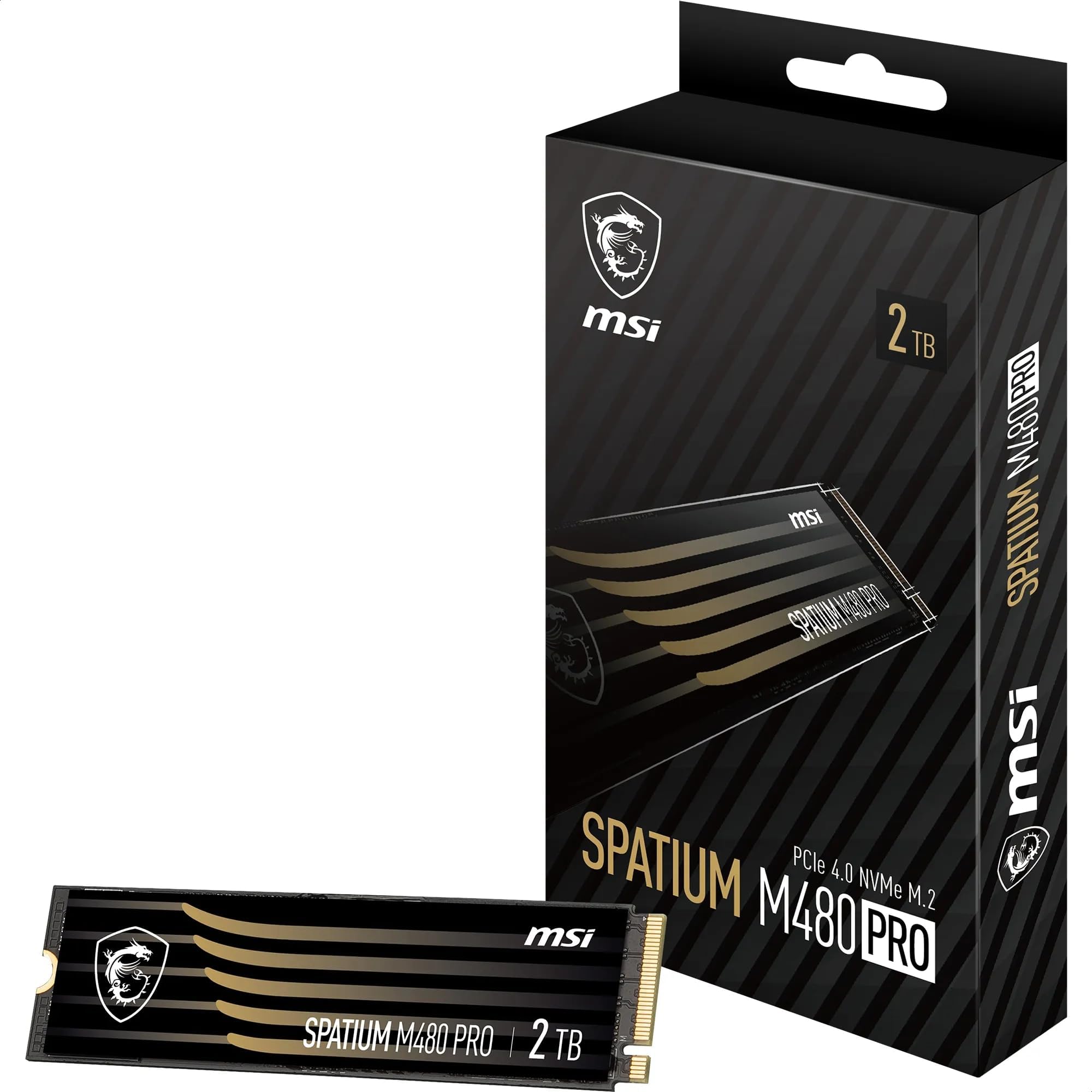 MSI SPATIUM M480 PRO SSD 2TB - PCIe 4.0 NVMe M.2 Internal SSD, 7400MB/s Read & 7000MB/s Write ...