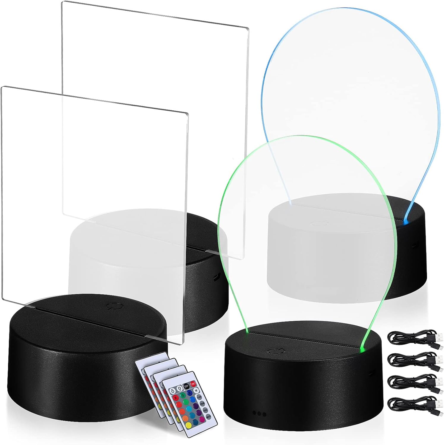 Uonlytech 3D LED Light Base, 4 Pack 16 Colors Acrylic Display Light ...