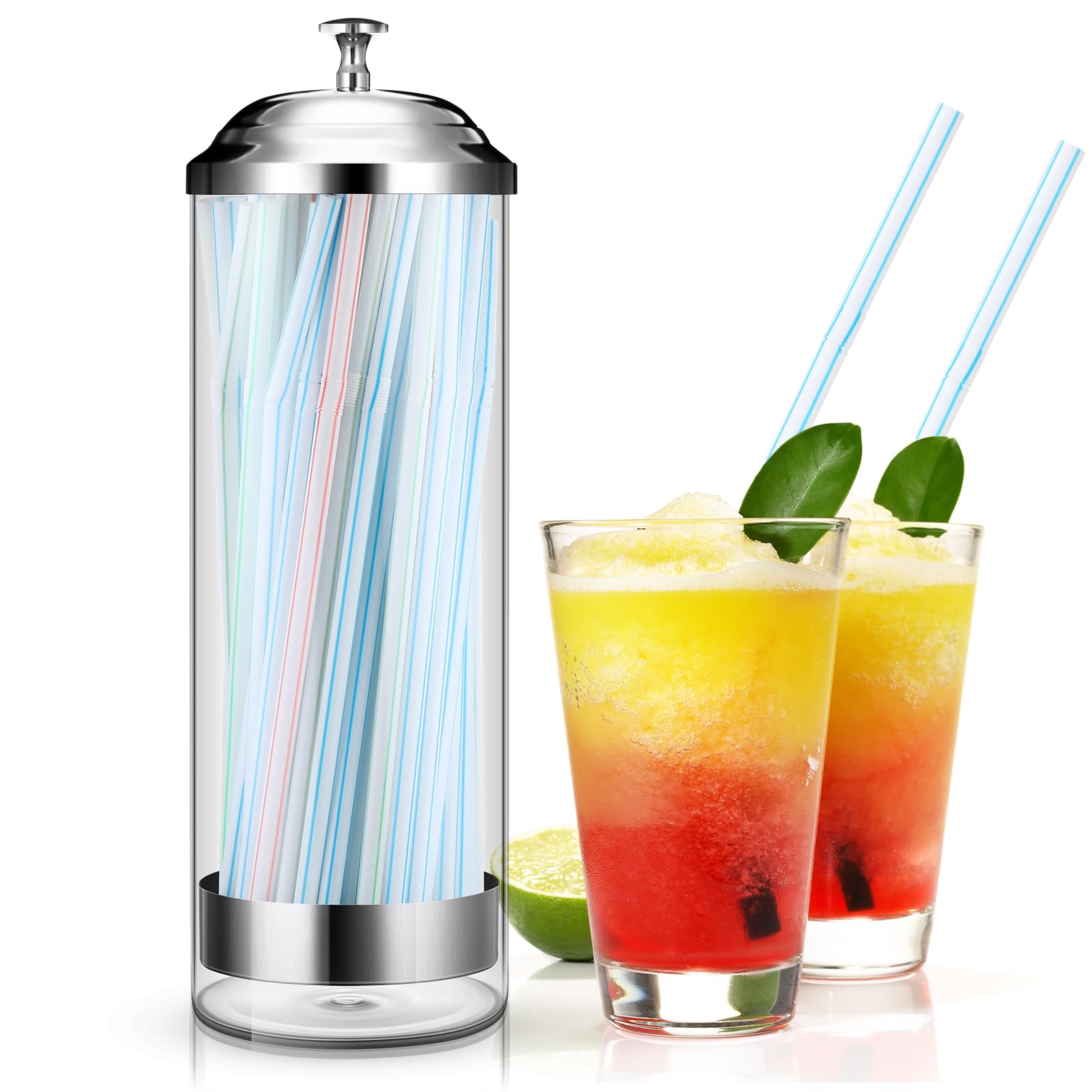 Snapklik.com : Patelai 10.6 Inch Clear Plastic Straw Dispenser And 100 ...