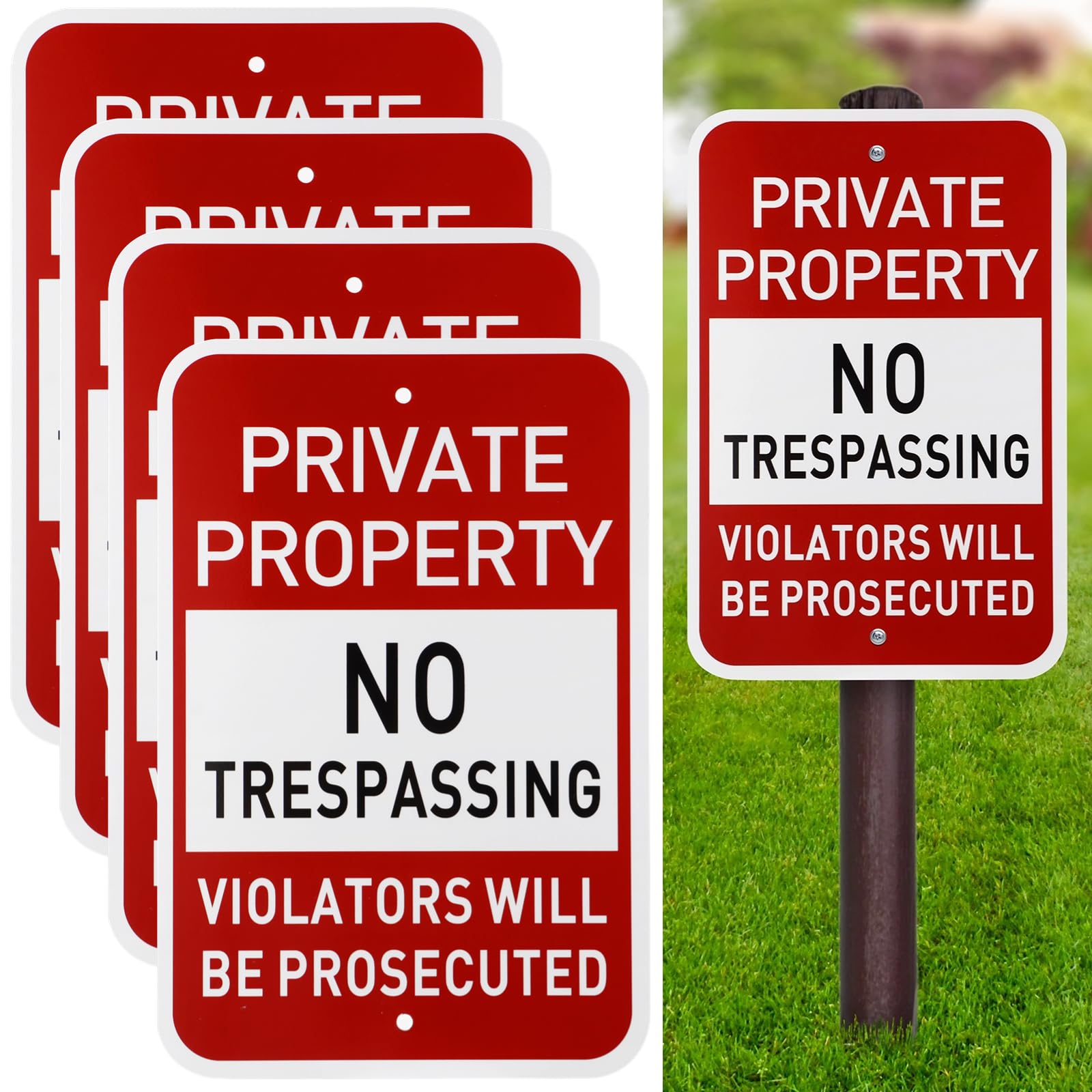 Amazon.com: Private Property No Trespassing Signs, 4 PCS 18” x 12 ...