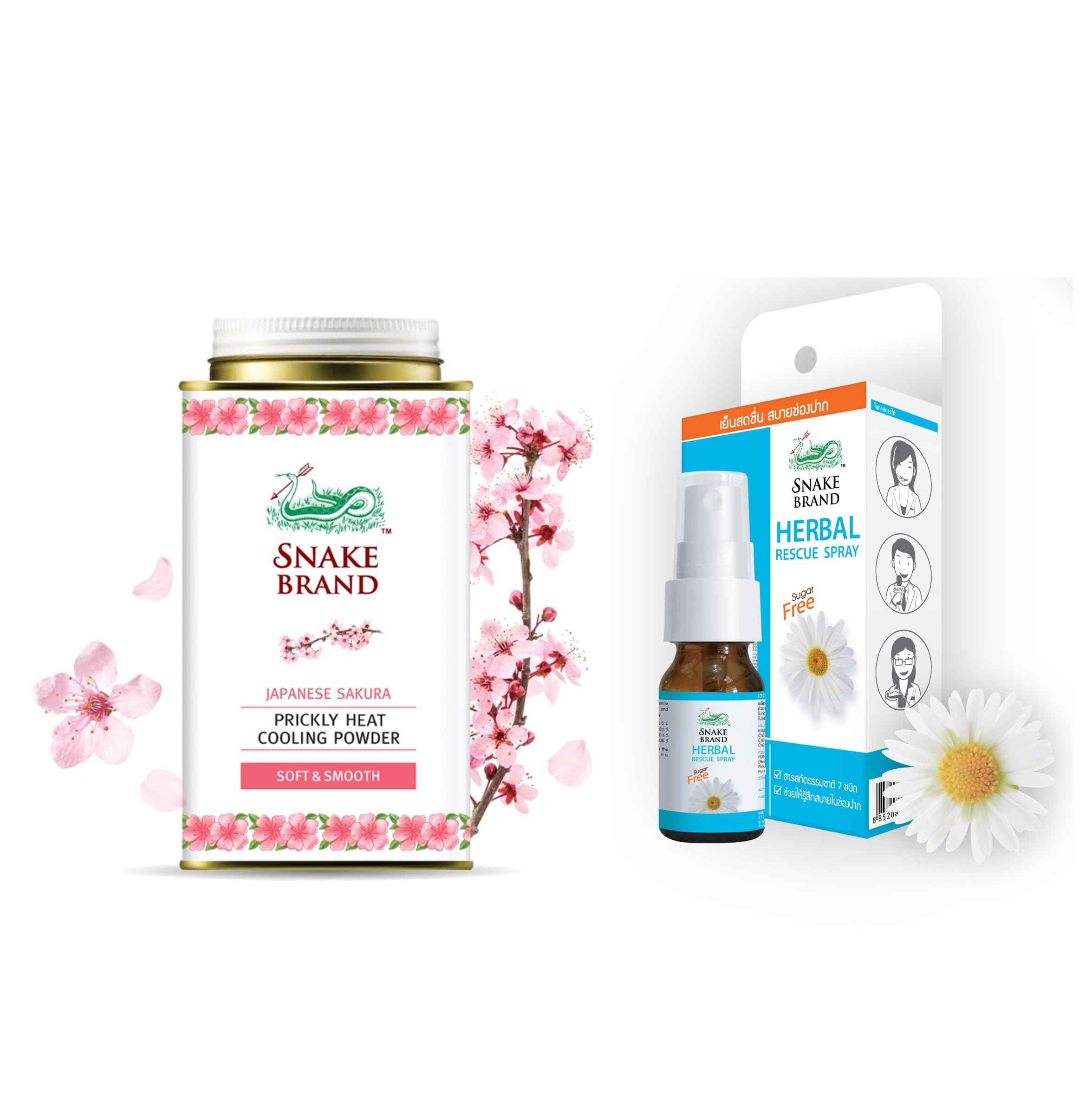 Amazon.com : SNAKE BRAND Prickly Heat Cooling Powder Sakura (4.9 Oz ...