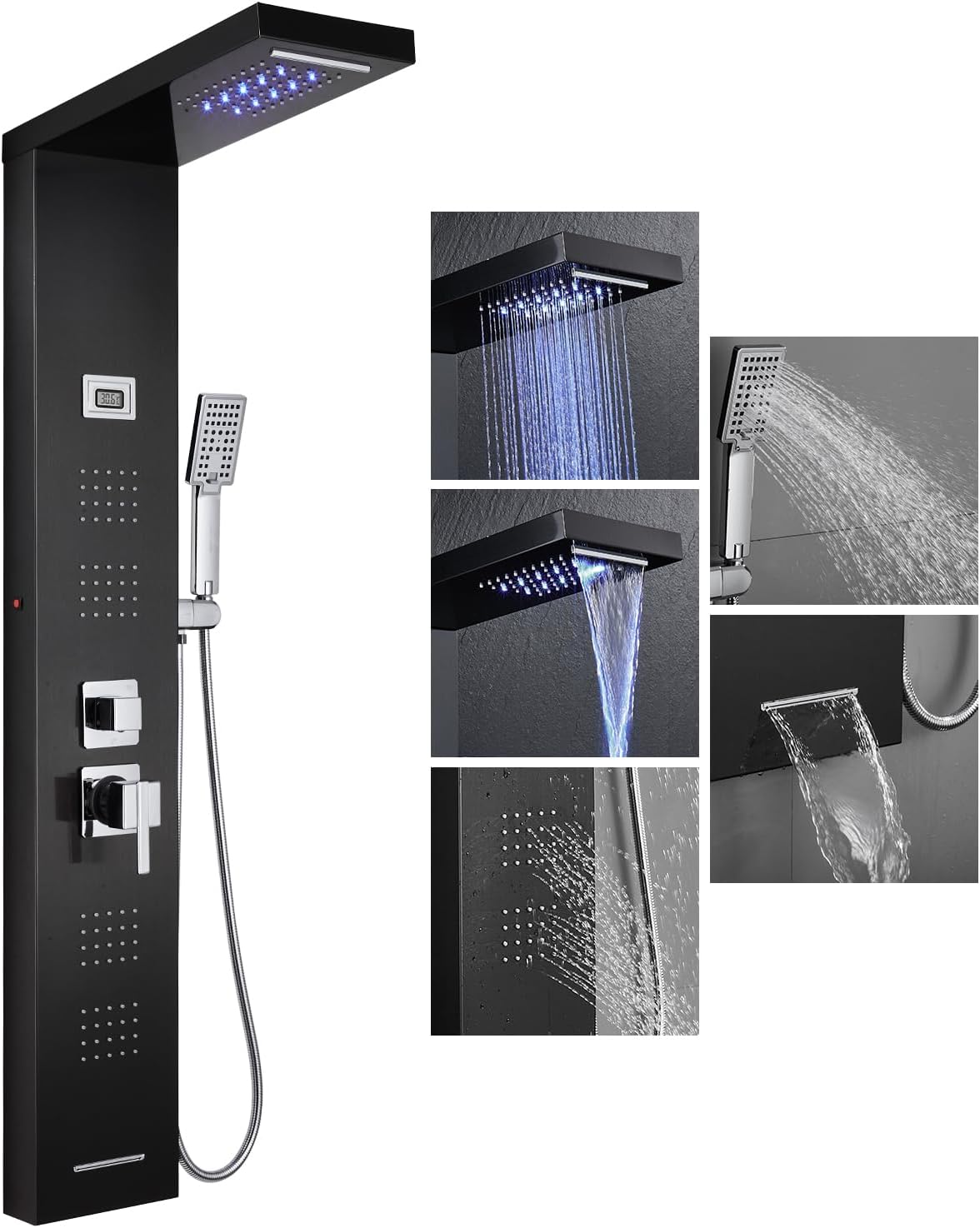 304 Stainless Steel Shower Column 5 Function KEOKBON Bathroom Shower ...