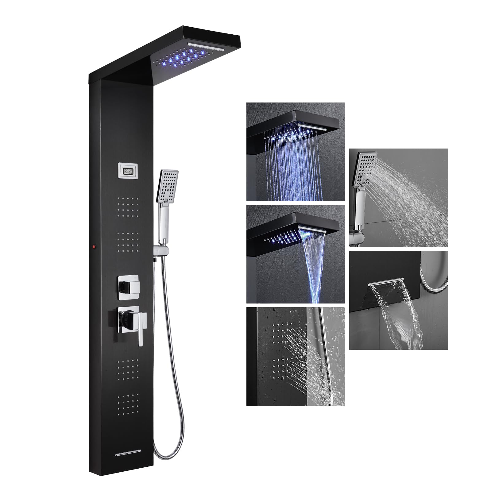 304 Stainless Steel Shower Column 5 Function KEOKBON Bathroom Shower ...