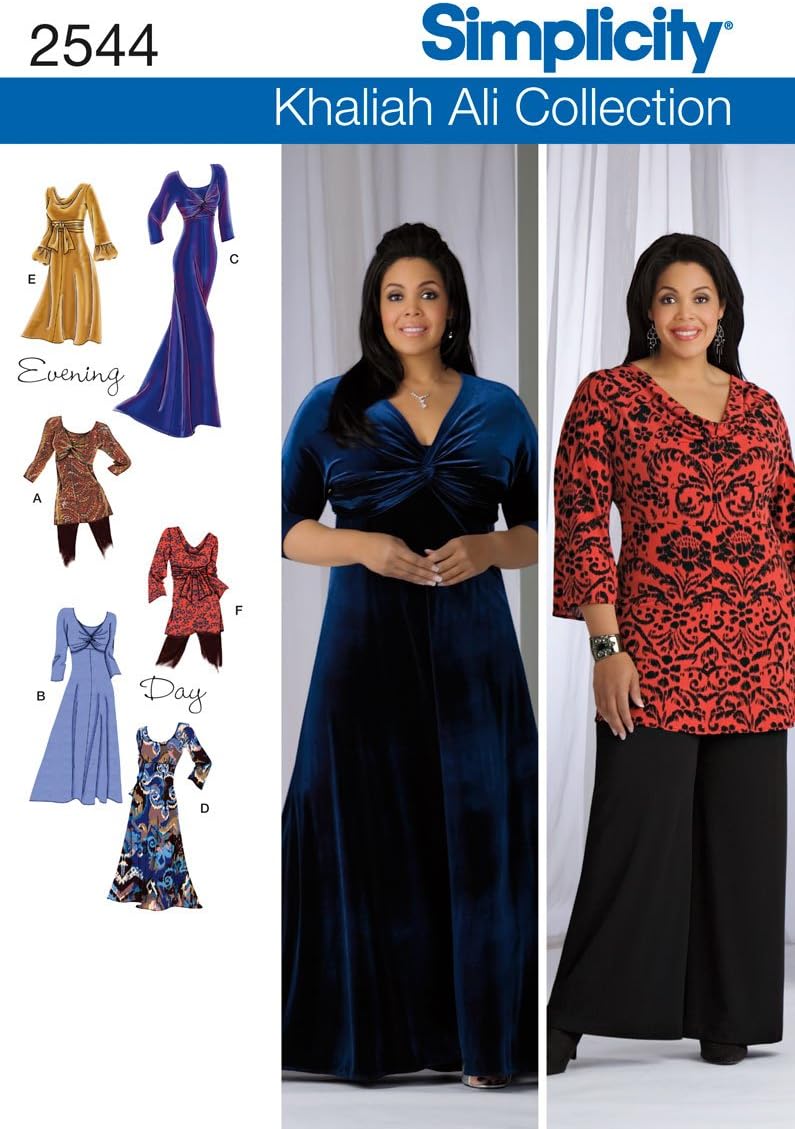 Amazon.com: Simplicity Khaliah Ali Pattern 2544 Women's Knit Dress in 3 ...