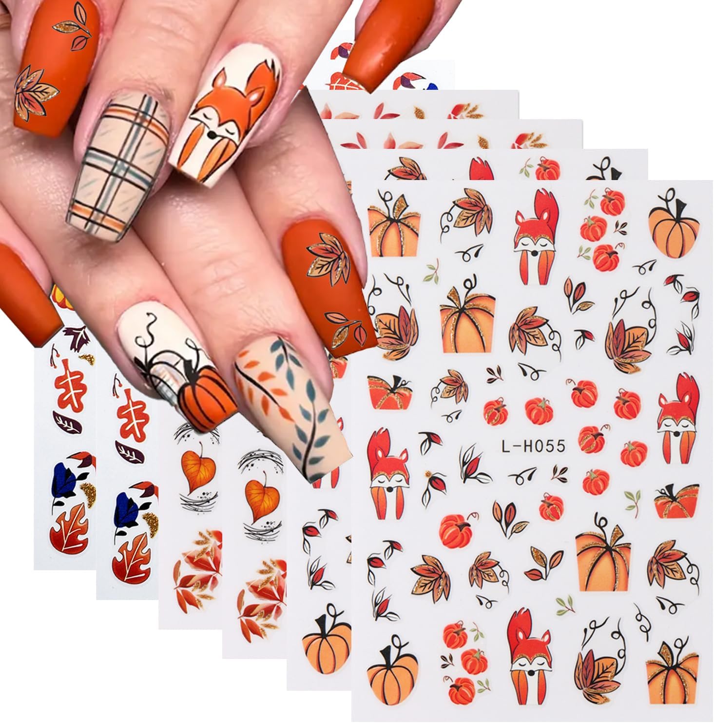 Amazon.com: Fall Nail Stickers Maple Leaves Nail Decals Self Adhesive ...