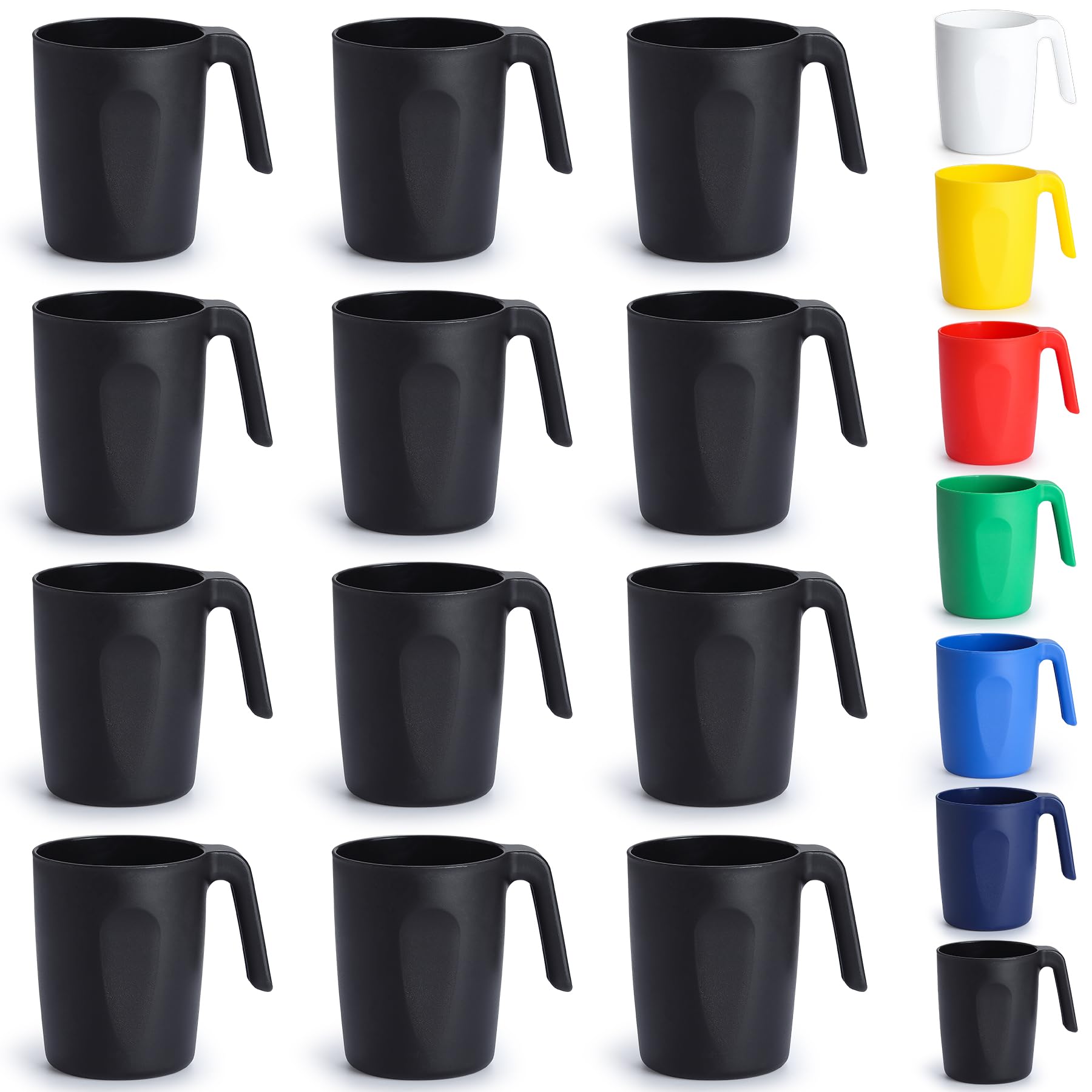 Kyraton Plastic Mug Set 12 Pieces, Unbreakable and Reusable Light ...