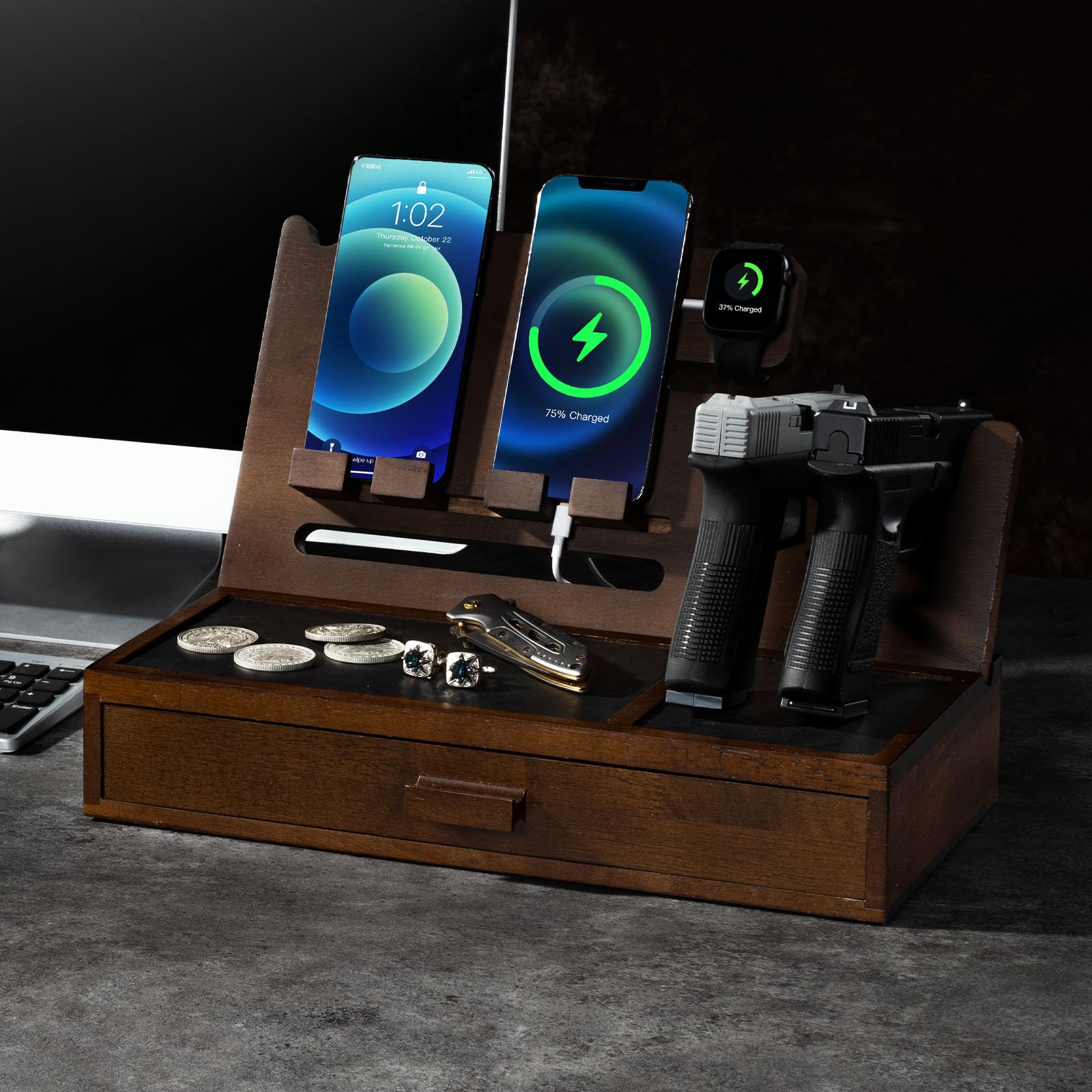Snapklik.com : Phone Docking Station As Gifts For Men, Wood Pistol Rack ...