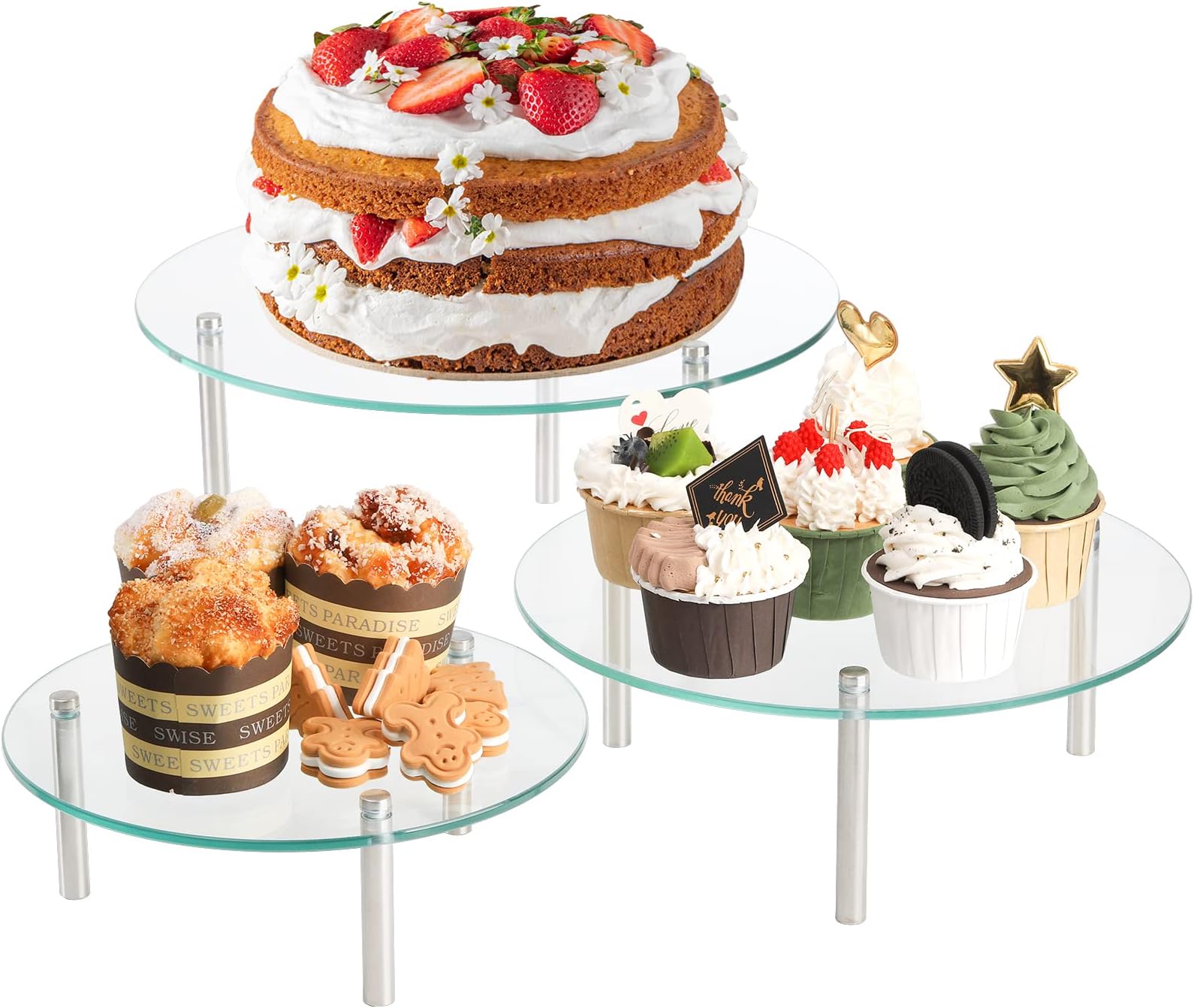 Amazon.com | Jusalpha 3 Tier Large Acrylic Glass Round Wedding Cake ...