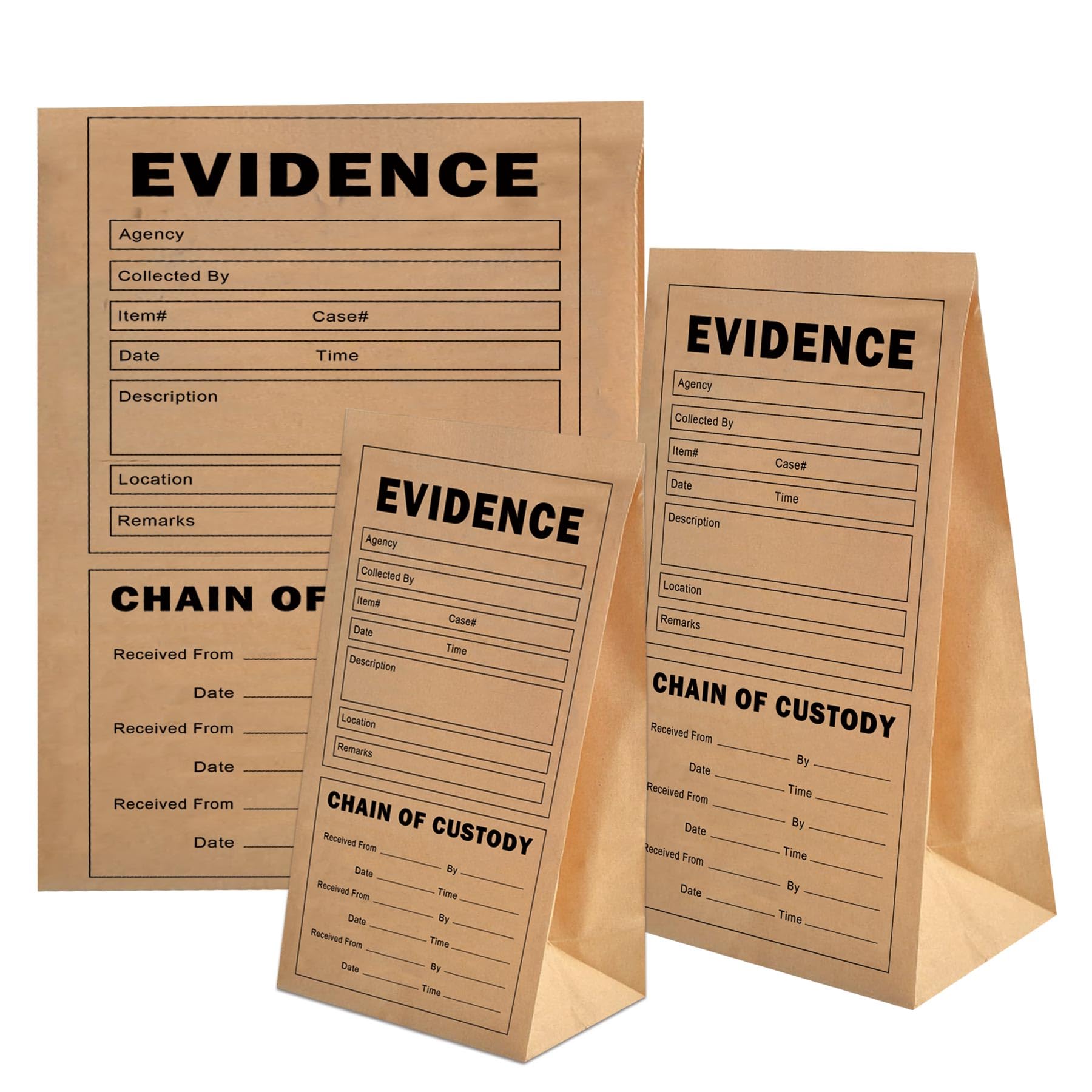 Amazon.com: 35 Pack Crime Scene Paper Evidence Bag for Receipts - Kraft ...