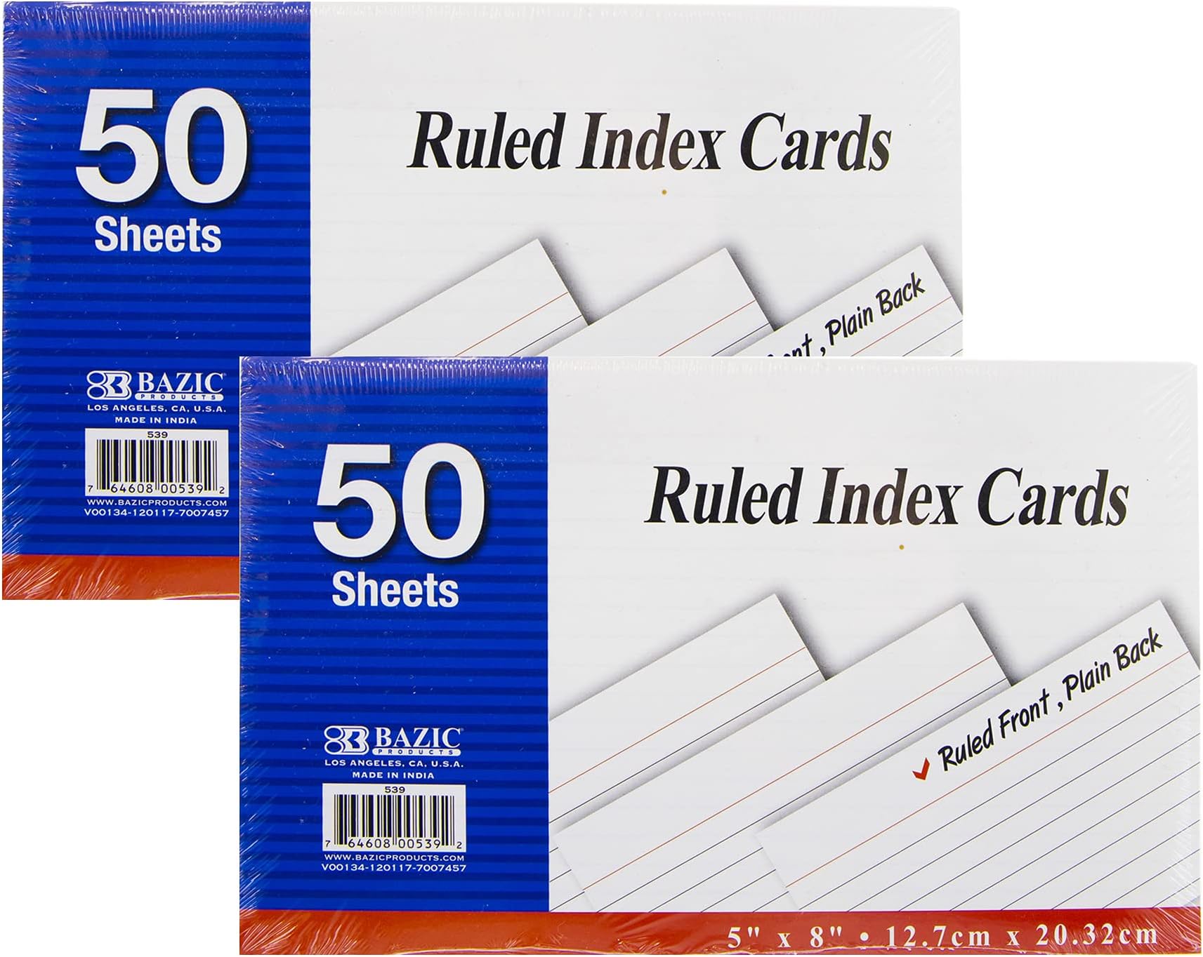Amazon.com: Amazon Basics Ruled Lined Index Note Cards, 500 Count, 5 ...