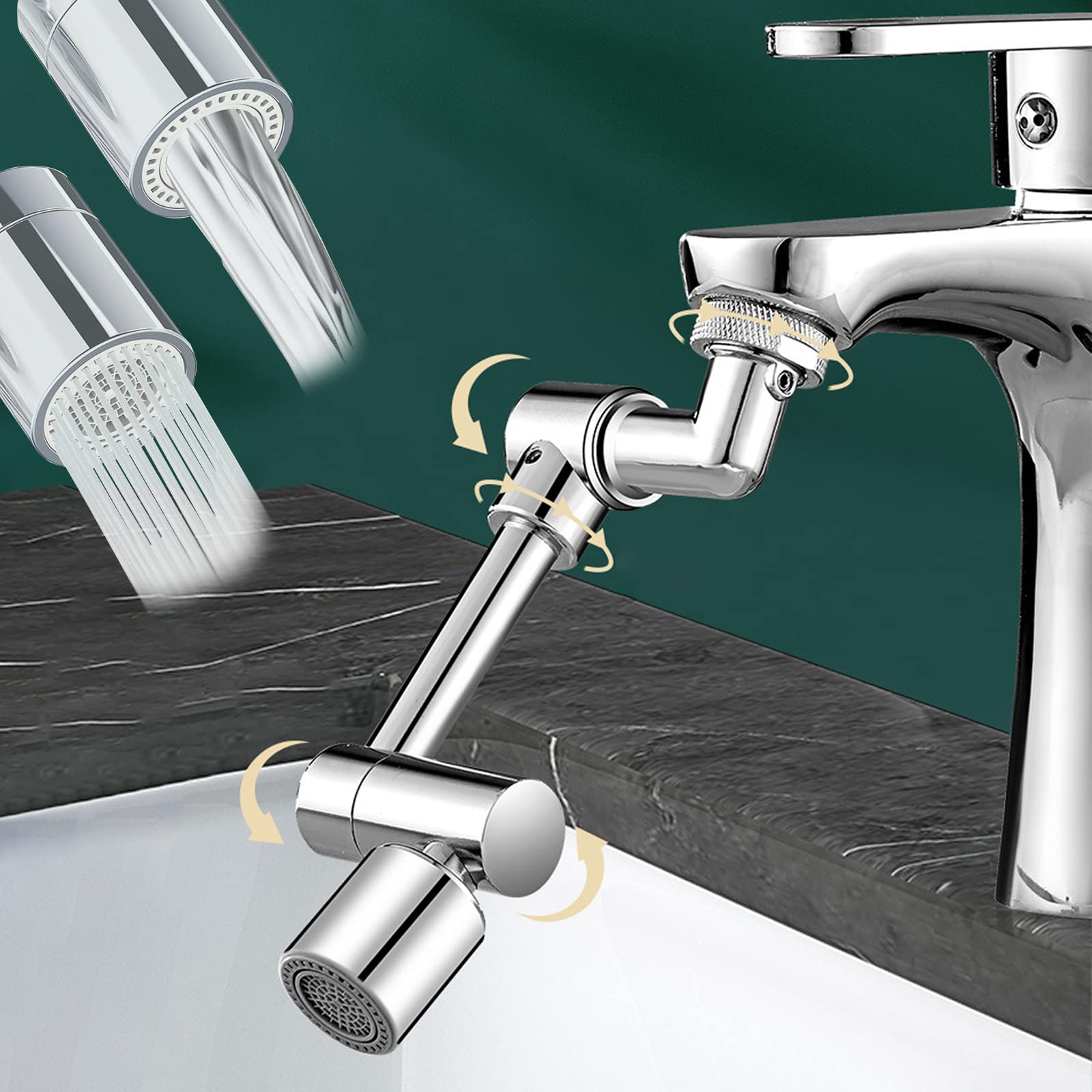 Faucet Extender Brass,1440° Large Angle Rotating Splash Filter Faucet ...