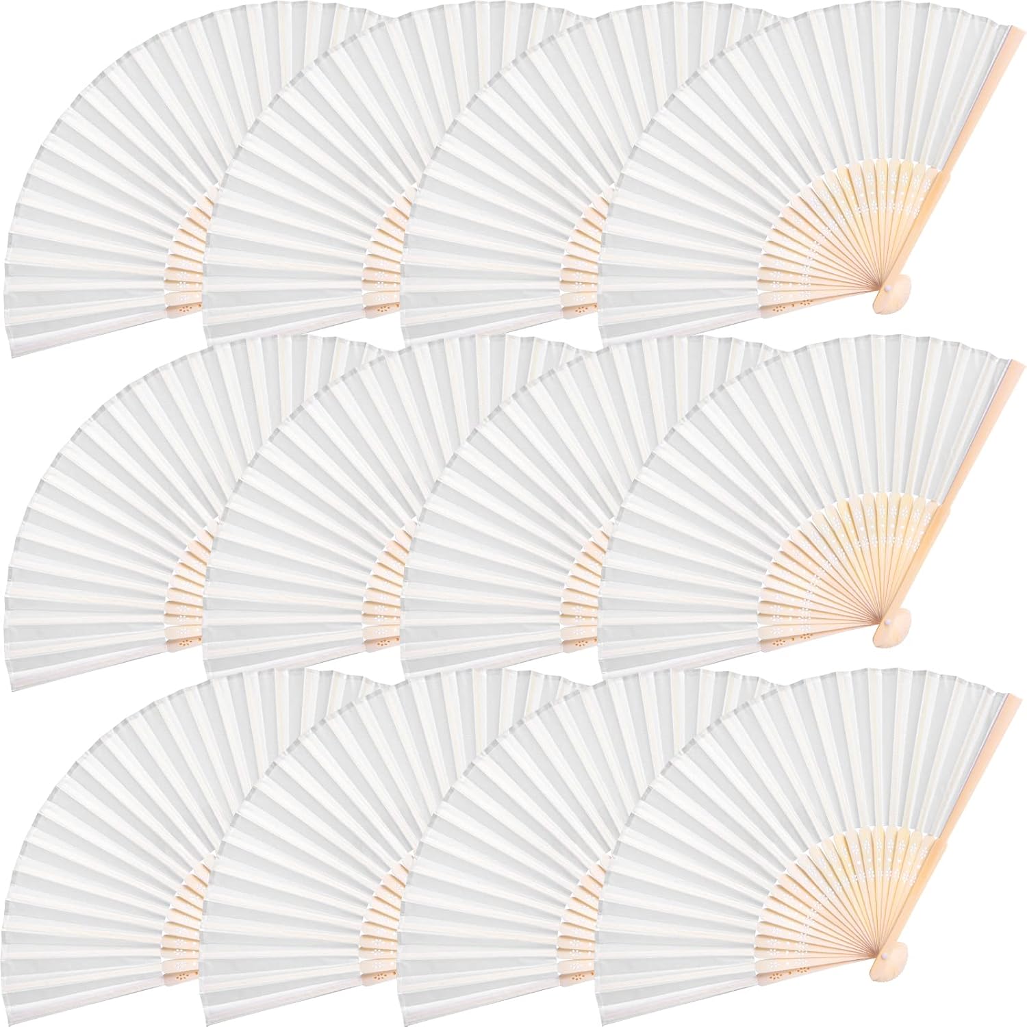 Amazon.com: JOHOUSE 12PCS White Folding Fans, Handheld Fabric Fan ...